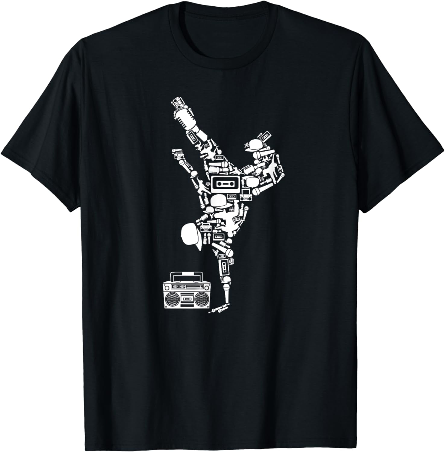 Breakdance Boombox Hip Hop Culture Urban Collage T-Shirt - Walmart.com