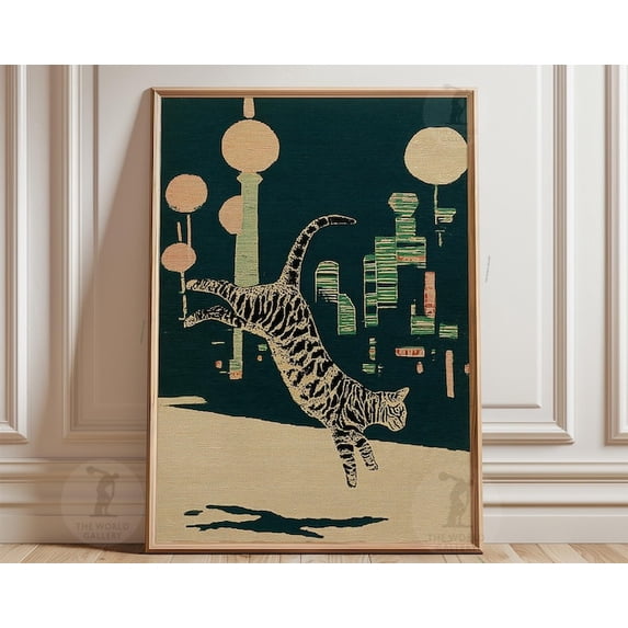 Breakdancing Cat Skyline Wall Art, Unframed Paper Poster 8x10in ...