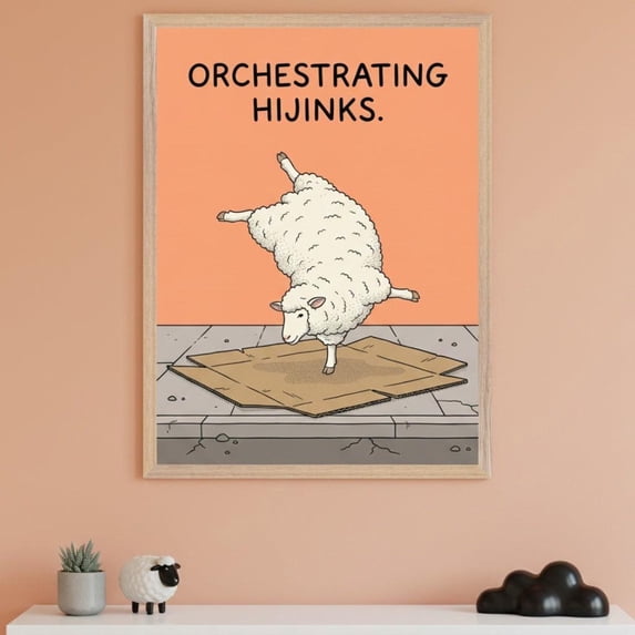 Breakdancing Sheep Cartoon Style Wall Art Funny Farm Animal ...