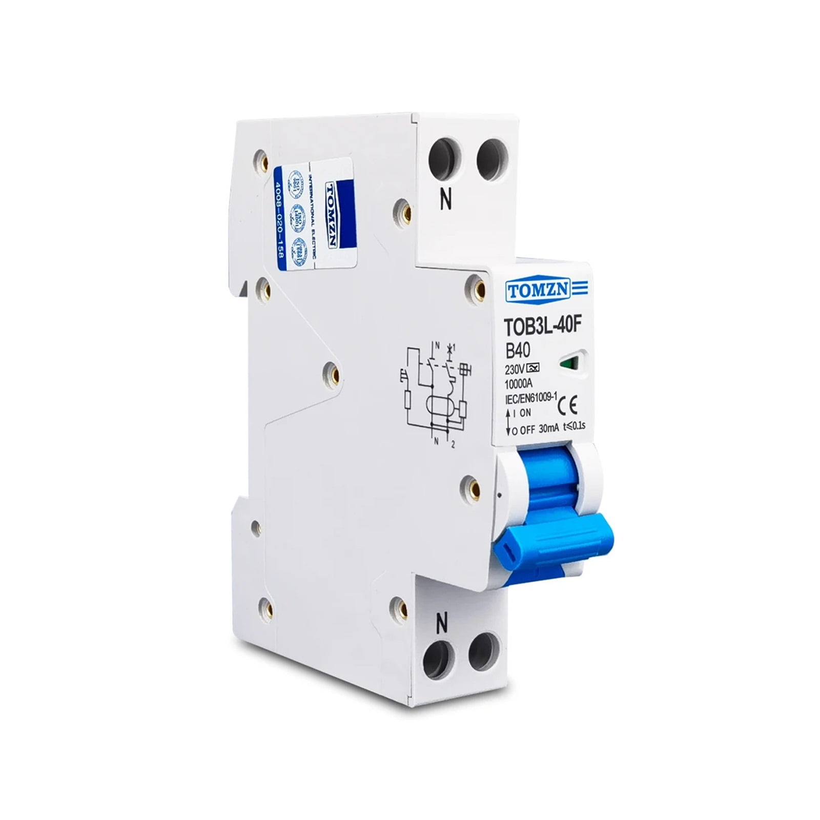 Breaker 18mm A type B curve RCBO 1P+N 10KA Residual current differential automatic Circuit with ...