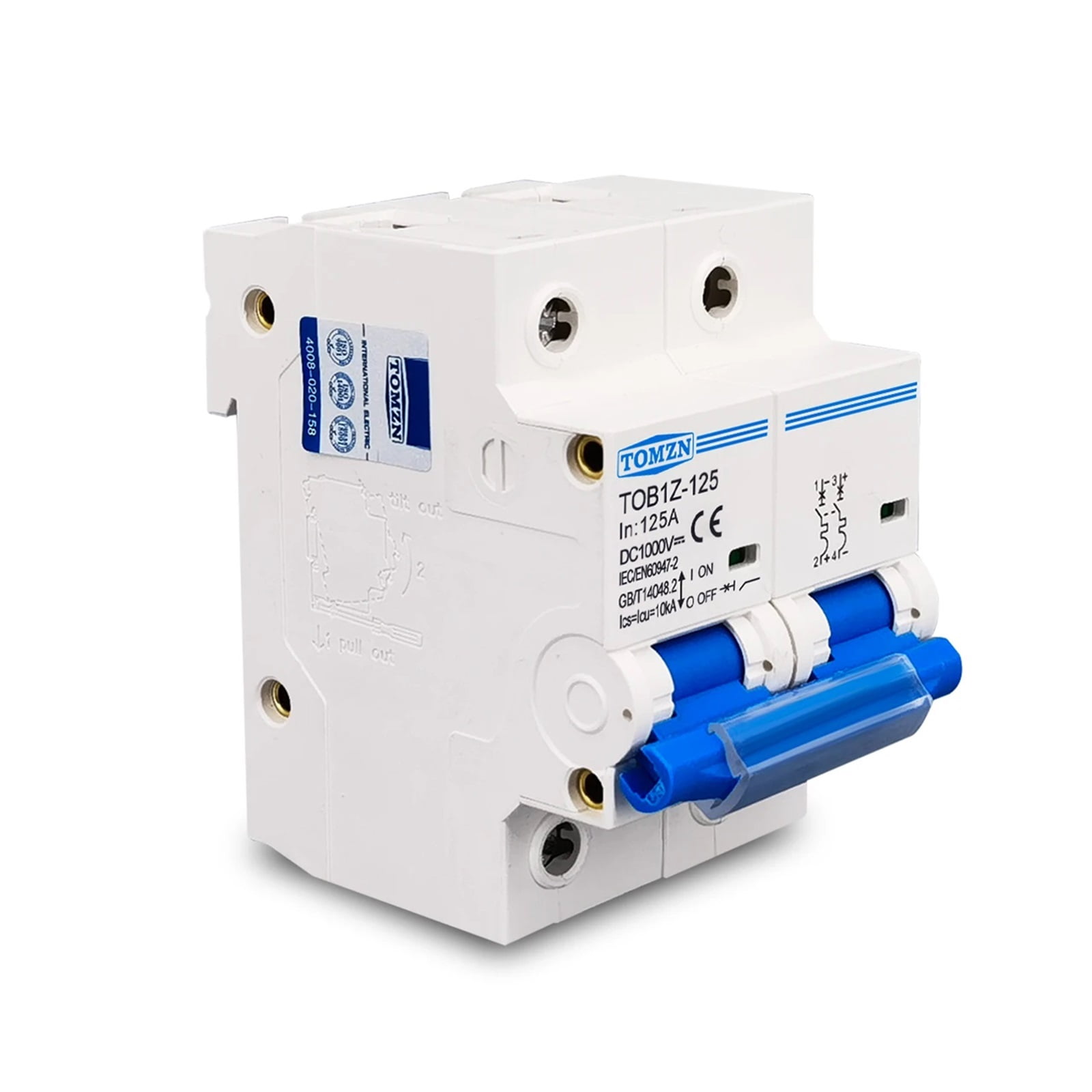 Breaker 2P 1000V DC MCB 80A 100A 125A Circuit FOR PV System C curve ...