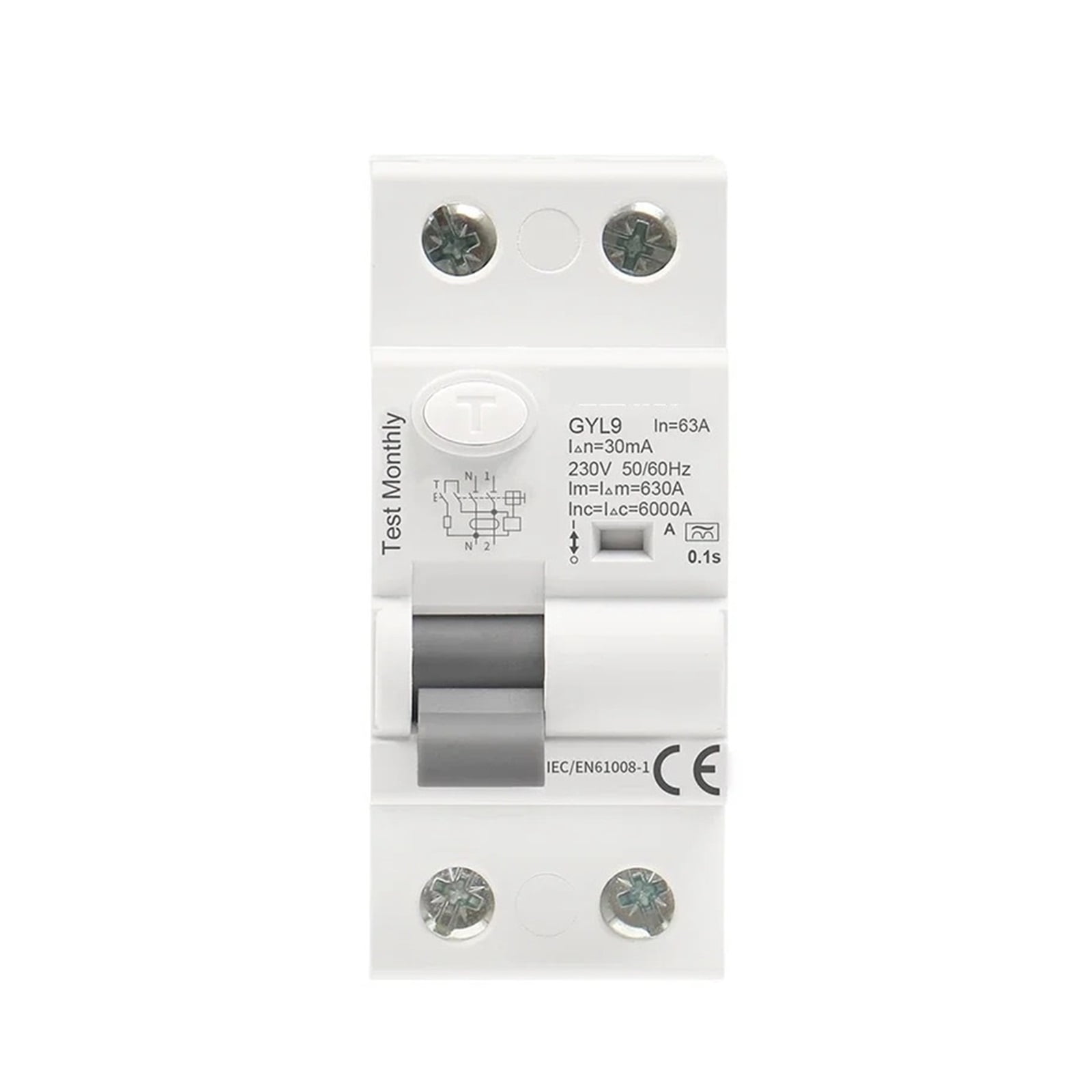 Breaker GYL9 Type A Electromagnetic RCD Residual Current Circuit AC 2 ...