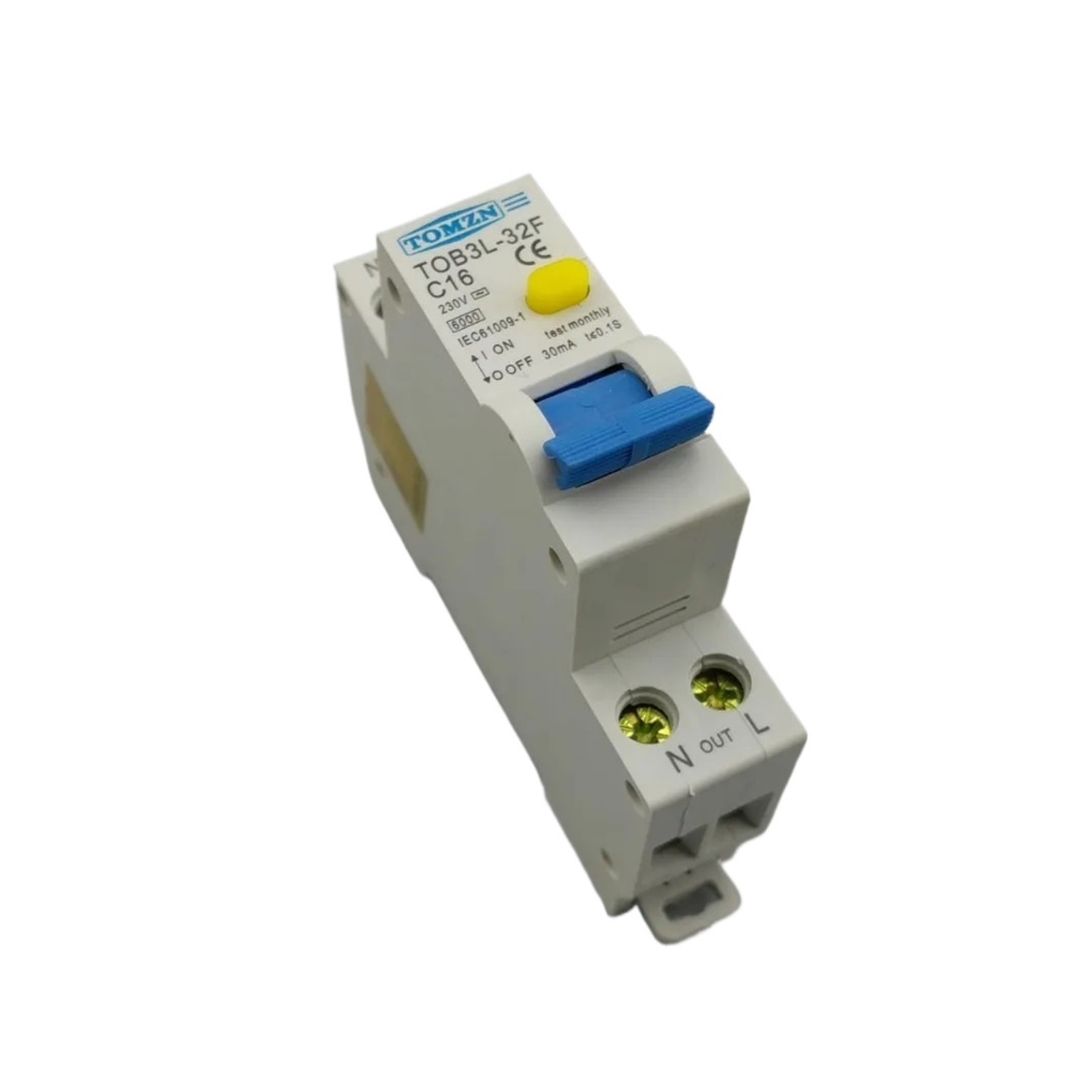 Breaker TOB3L-32F 18MM 16A 1P+N 6KA Residual current Circuit with over ...