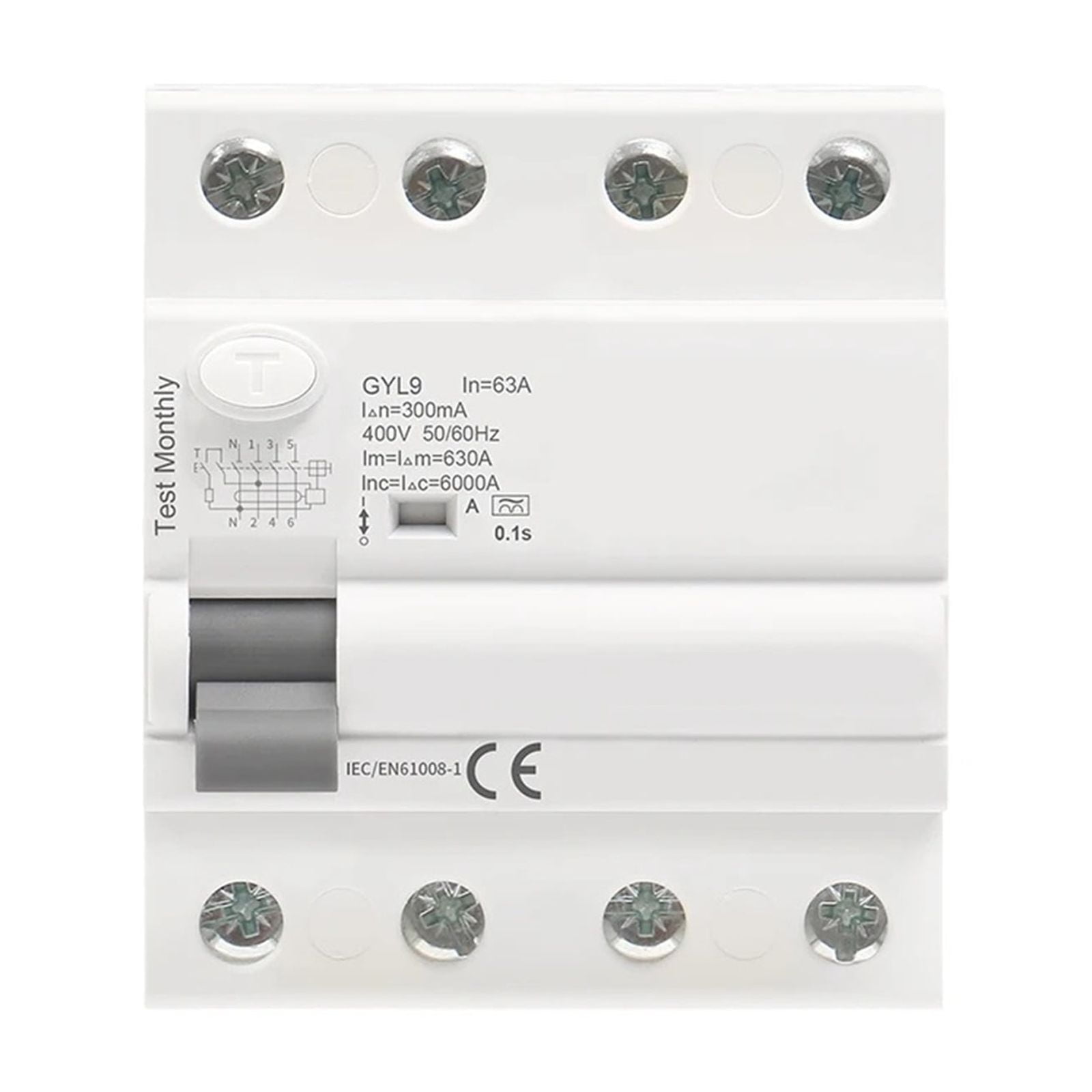 Breaker Type A Electromagnetic Residual Current Circuit 3P+N 40A 63A ...