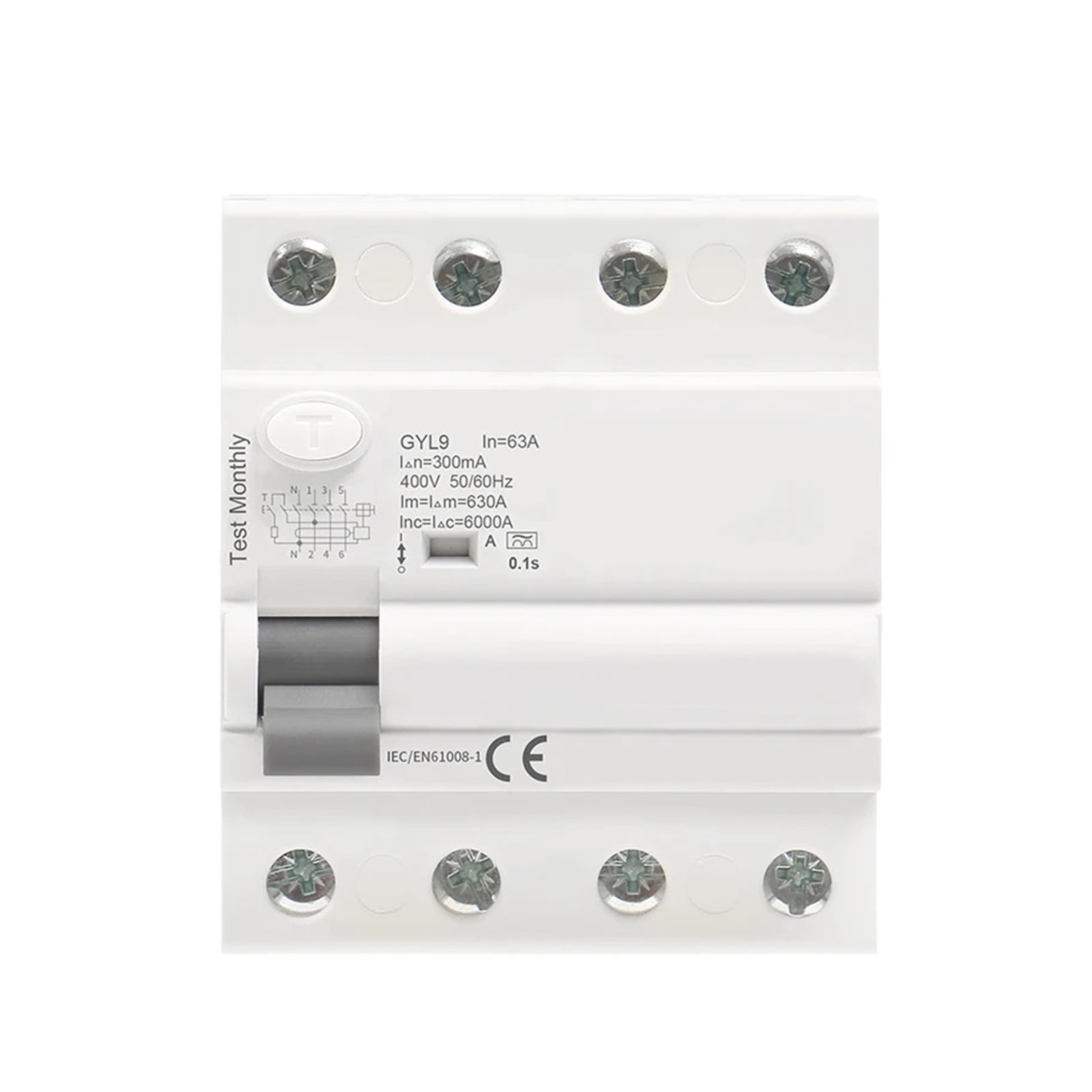 Breaker Type A Electromagnetic Residual Current Circuit 3P+N 40A 63A ...