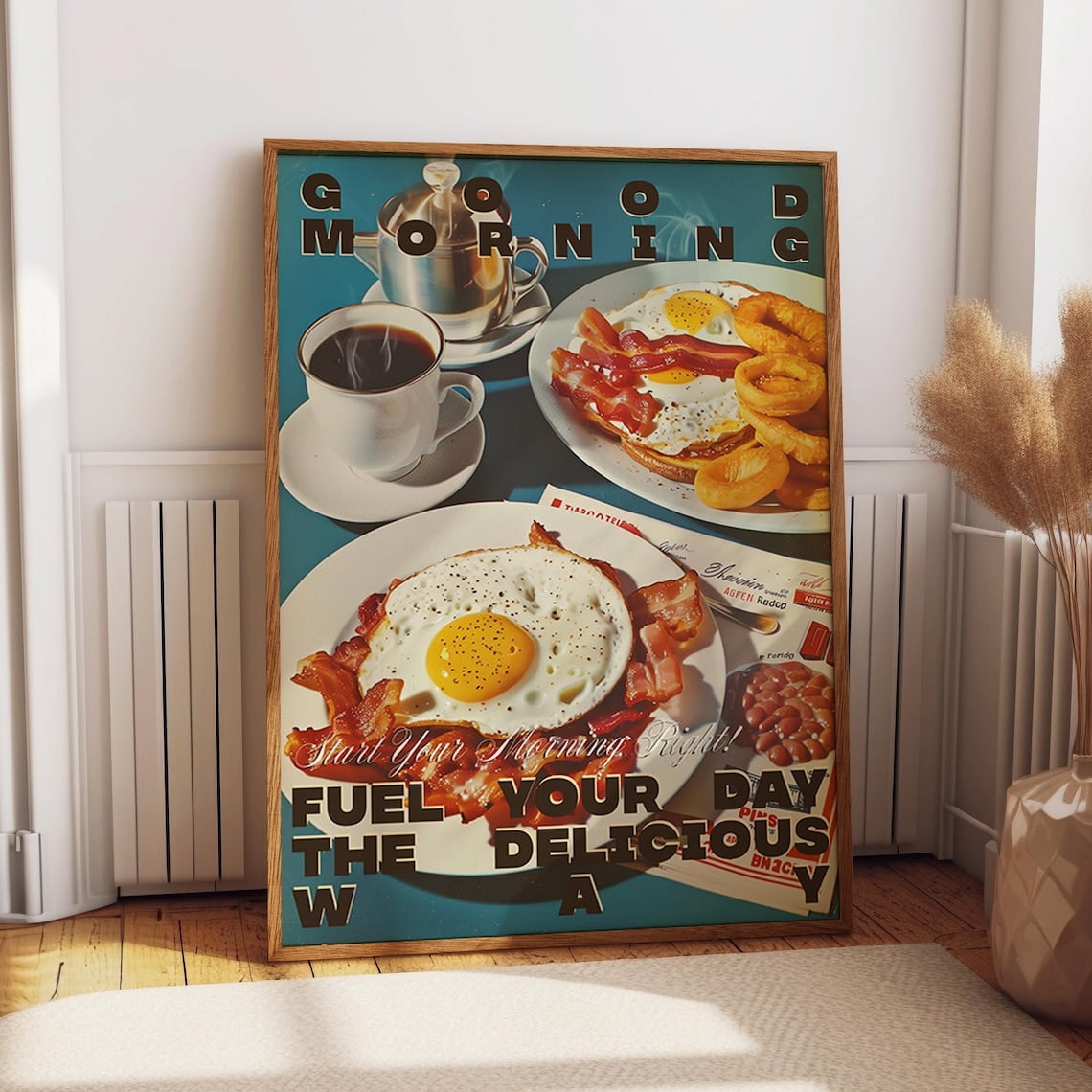 Breakfast Art Poster - Bacon And Eggs Wall Art Retro Diner Decor ...
