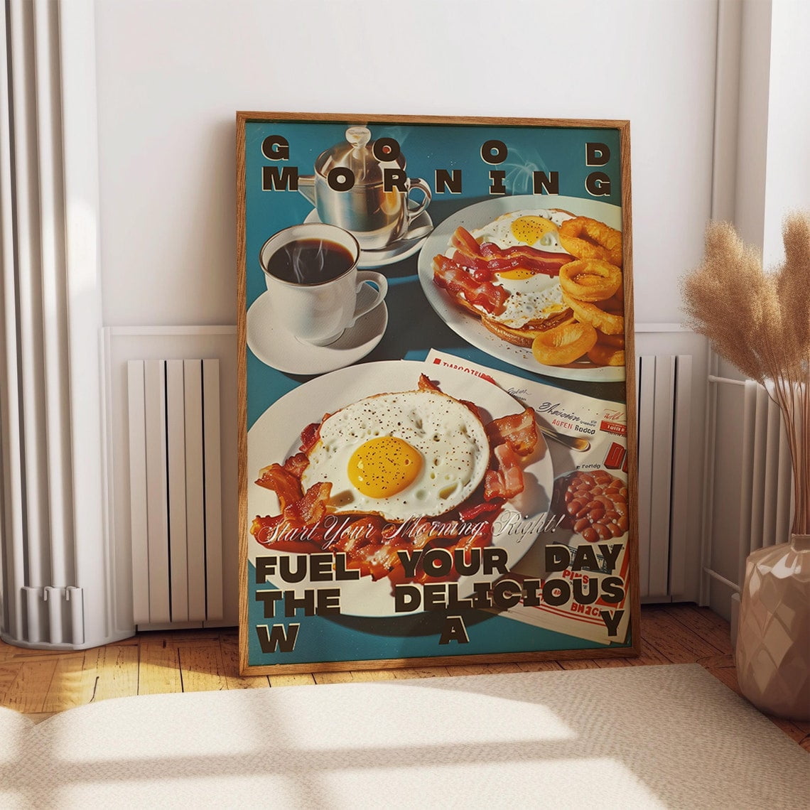 Breakfast Art Poster - Bacon And Eggs Wall Art Retro Diner Decor ...