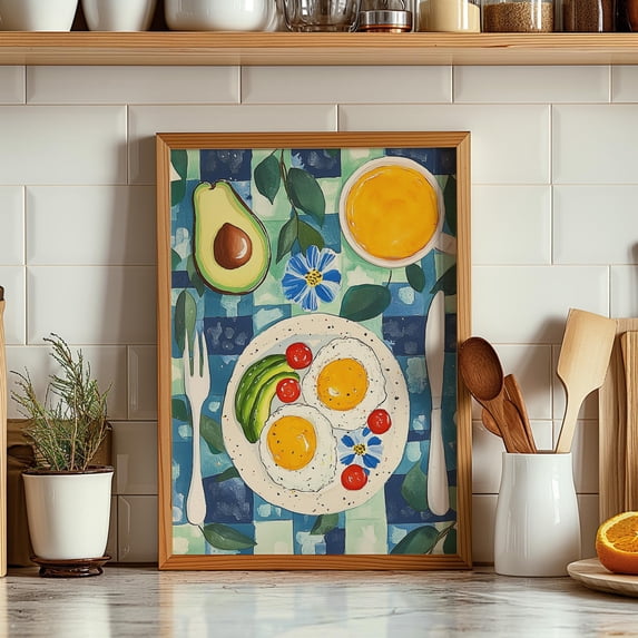 Breakfast Art Print Eggs & Avocado Kitchen Decor Home Decor Office Wall ...
