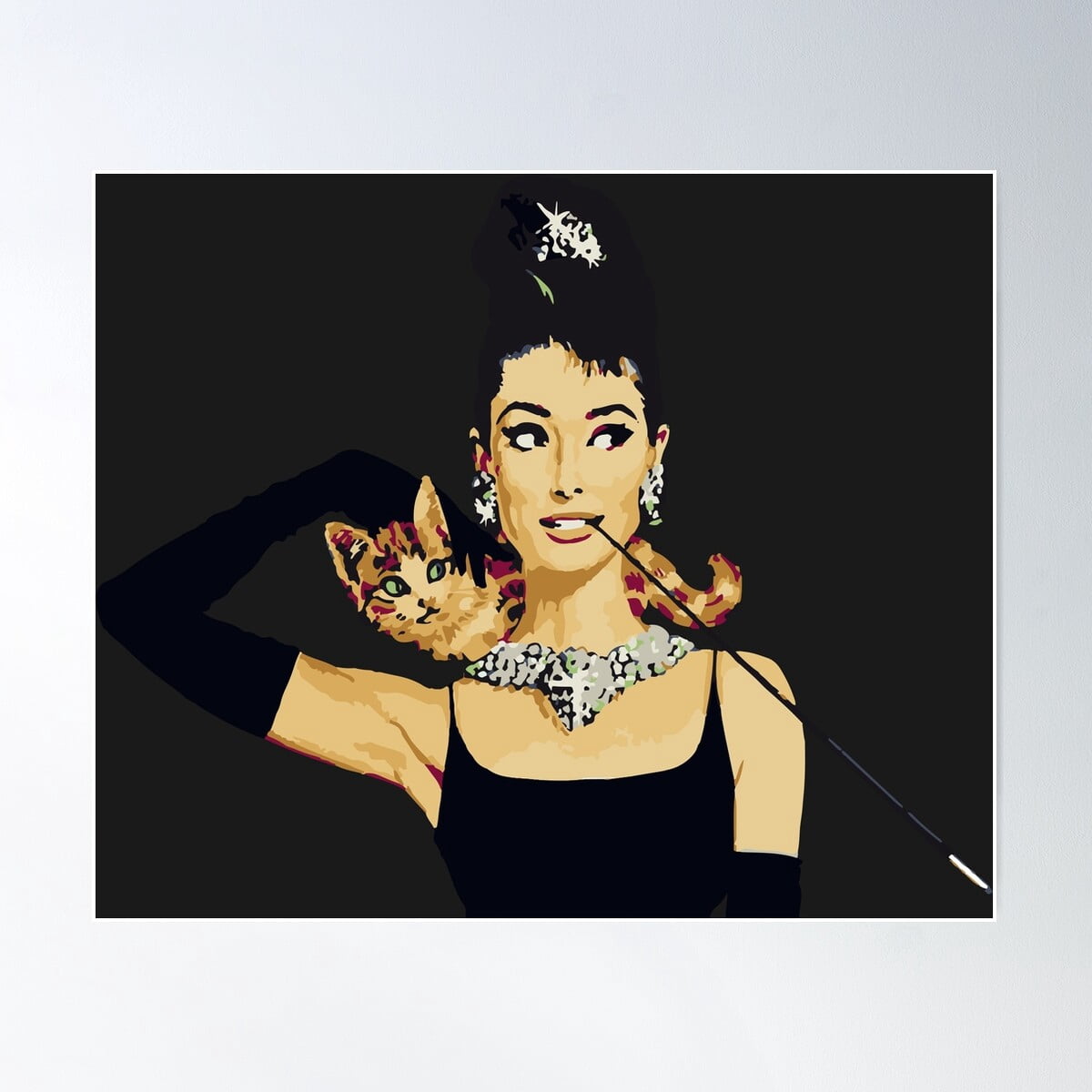 Breakfast At Tiffanys | Audrey Hepburn Black Pillow Poster Wall Art ...