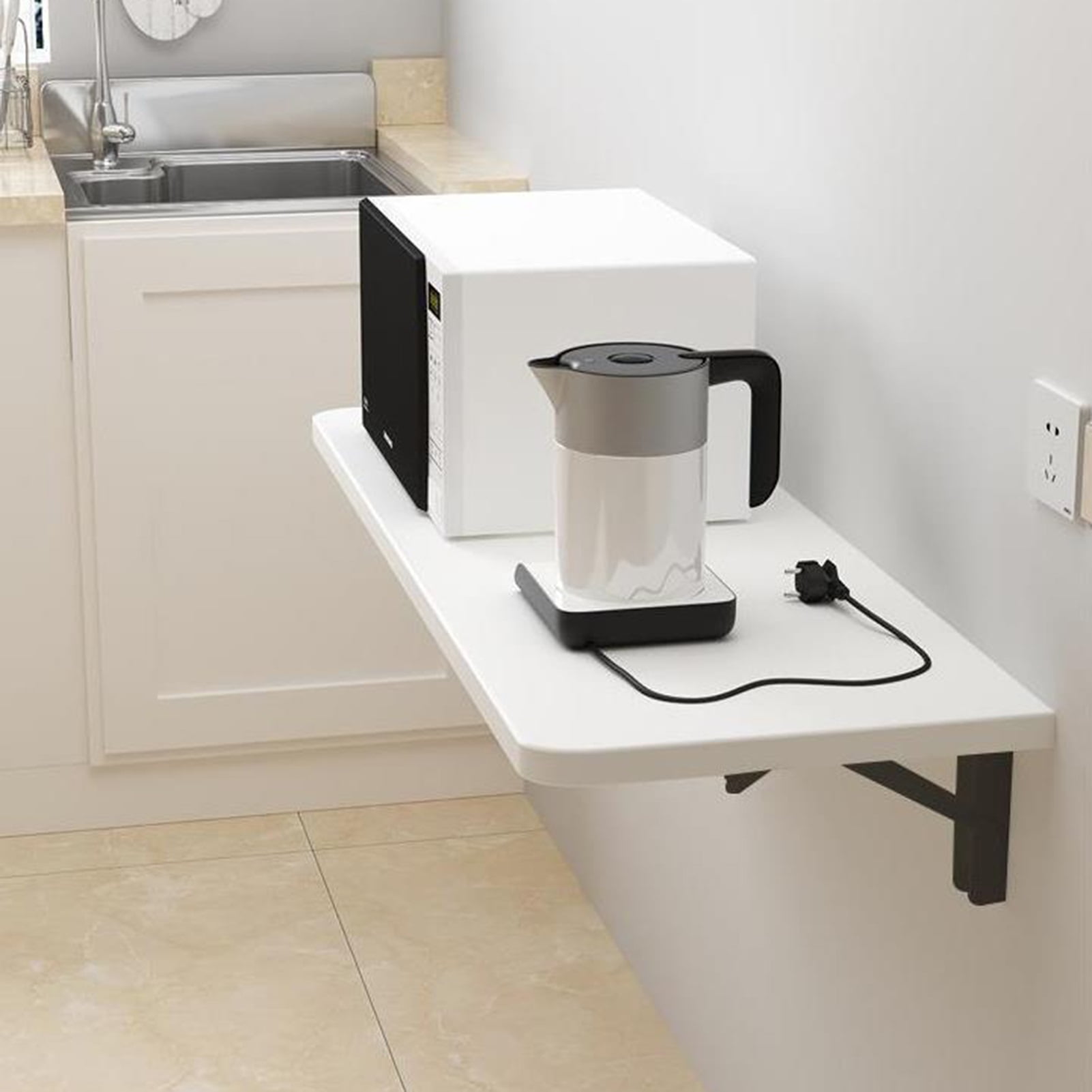 Breakfast Bar Table, Folding Wall Mounted Folding Wooden Modern Utility ...