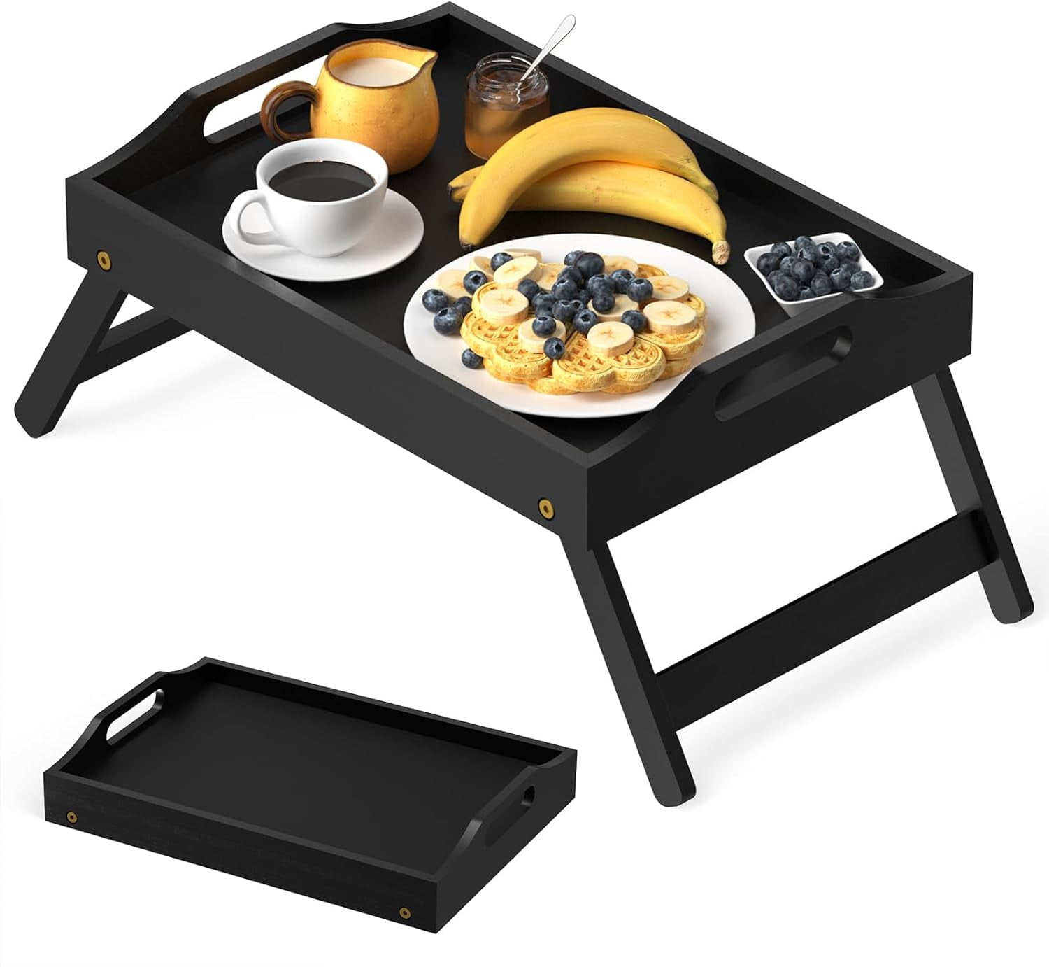 Breakfast Bed Tray for Eating - Foldable Food Laptop Table - Portable ...