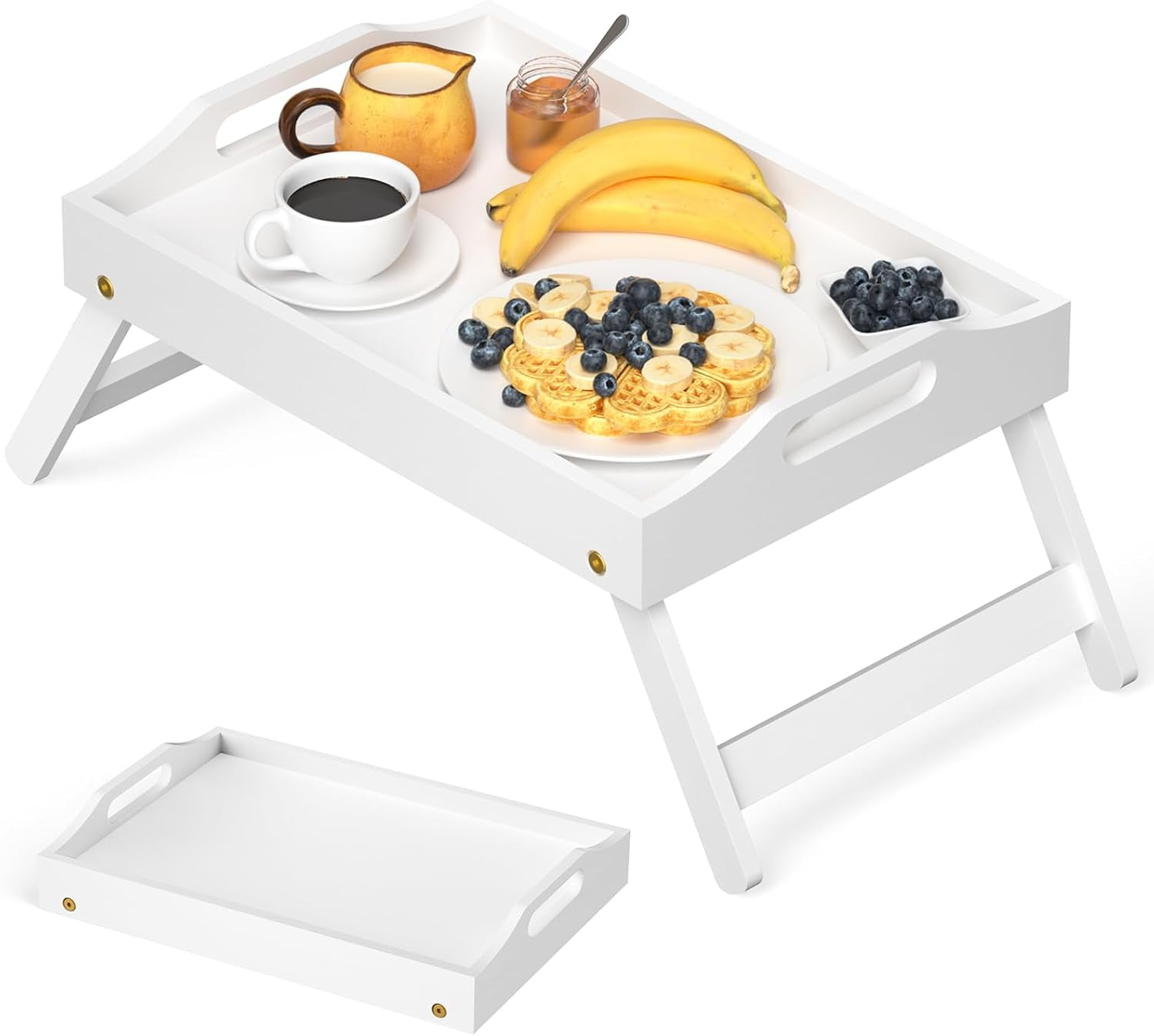 Breakfast Bed Tray for Eating - Foldable Food Laptop Table - Portable ...