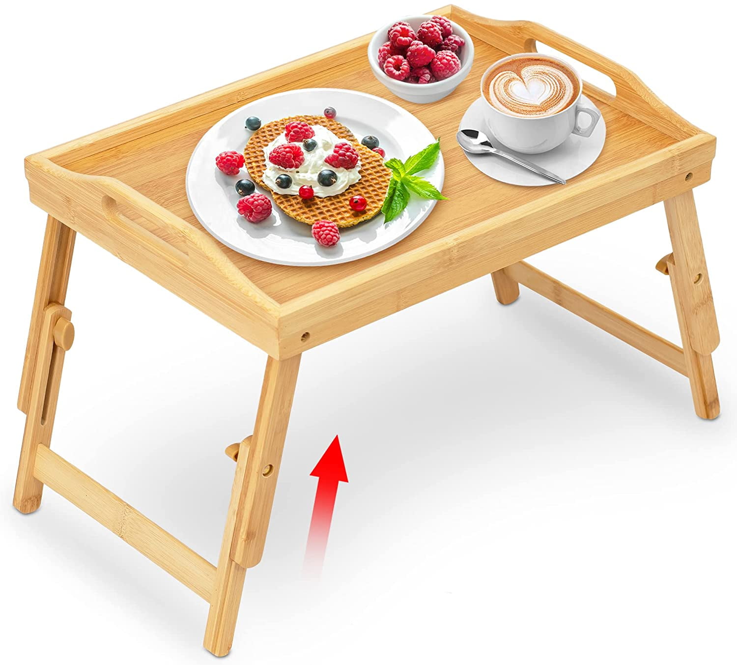 Breakfast Bed Tray for Eating - Raised Food Table Up to 9.5" on Lap ...
