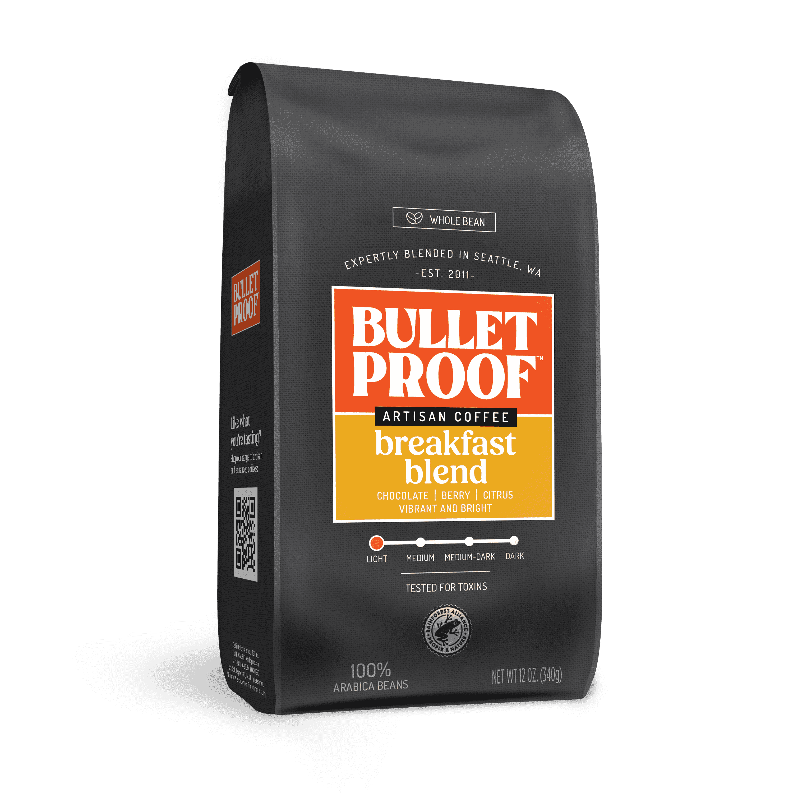 Bulletproof Breakfast Blend Light Roast Whole Bean Coffee, 12 Ounces ...
