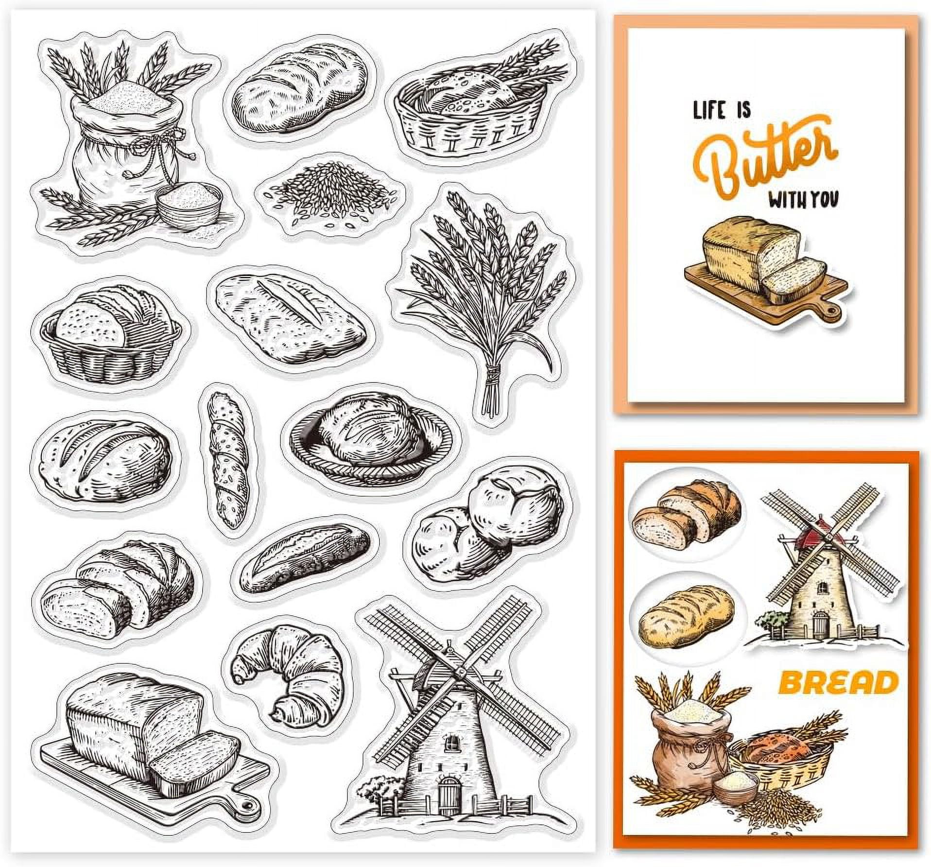 Breakfast Bread Clear Stamps for Cards Making Wheat Pinwheel Flour ...
