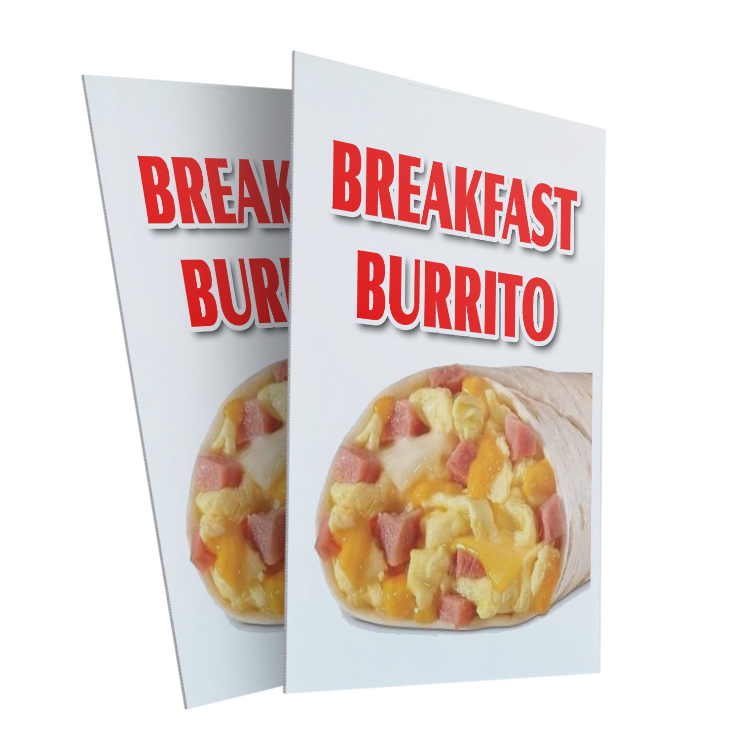 Breakfast Burrito (2-PACK) 24" x 36" Plastic Signs | Sign Insert 4mm ...
