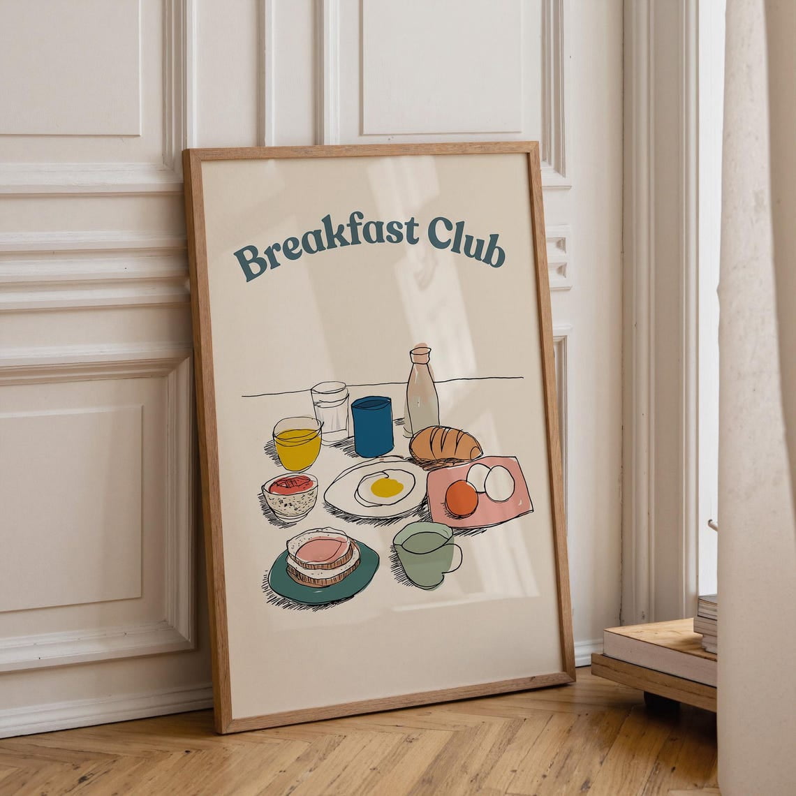 Breakfast Club Kitchen Wall Art Illustrated Breakfast Food Illustration ...