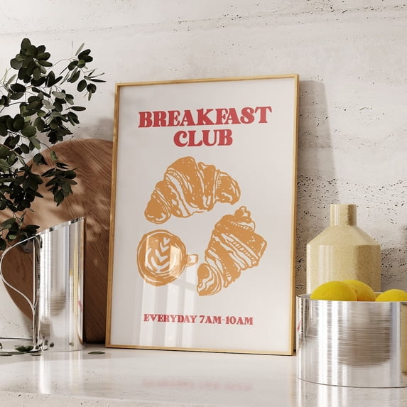 Breakfast Club Modern Retro Kitchen Wall Art, Unframed Canvas Size ...