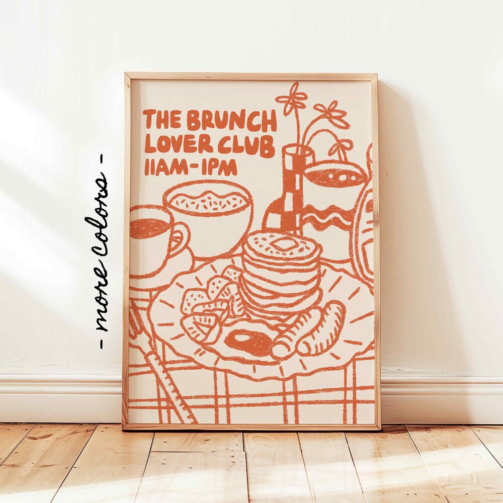 Breakfast Club Print, Retro Coffee Table Poster, Brunch Kitchen Wall ...