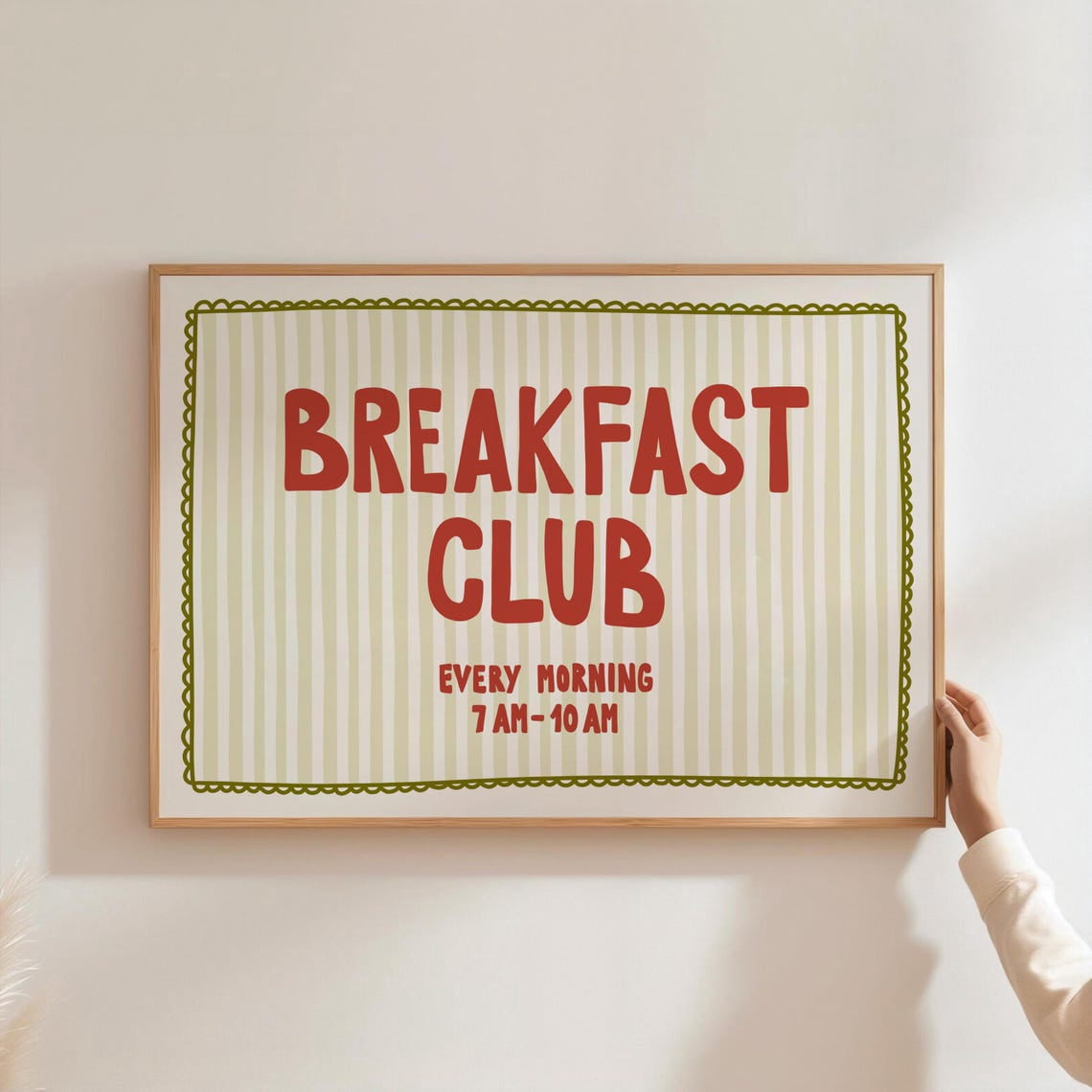 Breakfast Club Print, Sage Green Stripe, Aesthetic Preppy Dinning Room ...