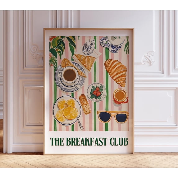 Breakfast Club wall art Poster modern trending kitchen pink green ...