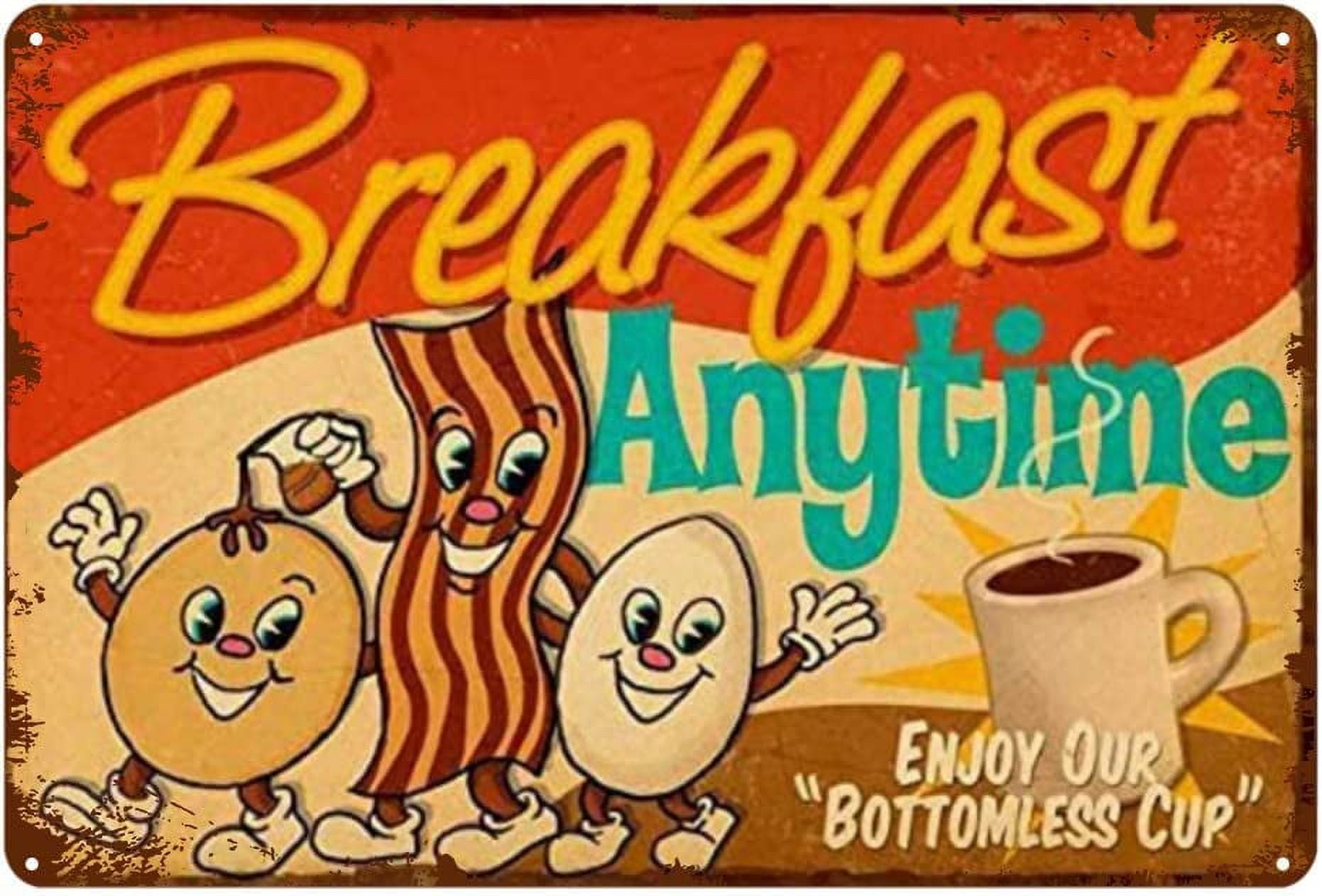 Breakfast Coffee Diner Tin Sign Kitchen Metal Wall Decor Outdoor Indoor ...