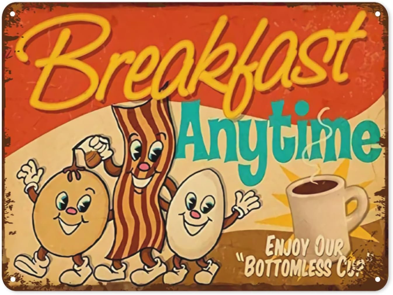 Breakfast Coffee Diner Tin Sign Kitchen Metal Wall Decor Outdoor Indoor ...