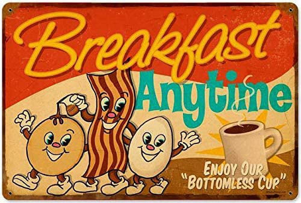 Breakfast Coffee Diner Tin Sign Kitchen Metal Wall Decor Outdoor Indoor ...