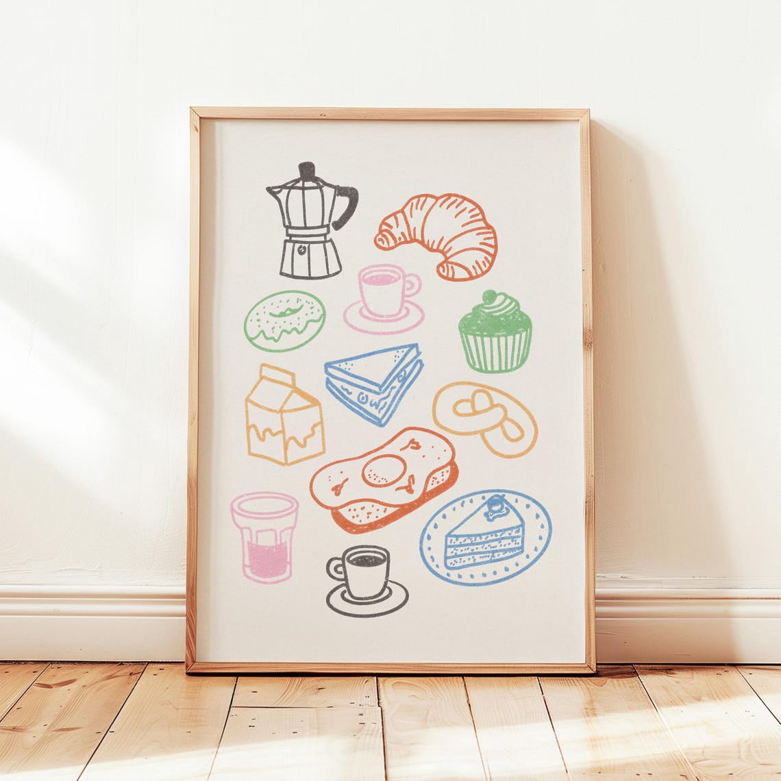 Breakfast Colorful Poster Minimalist Coffee Cafe Modern Kitchen Wall ...