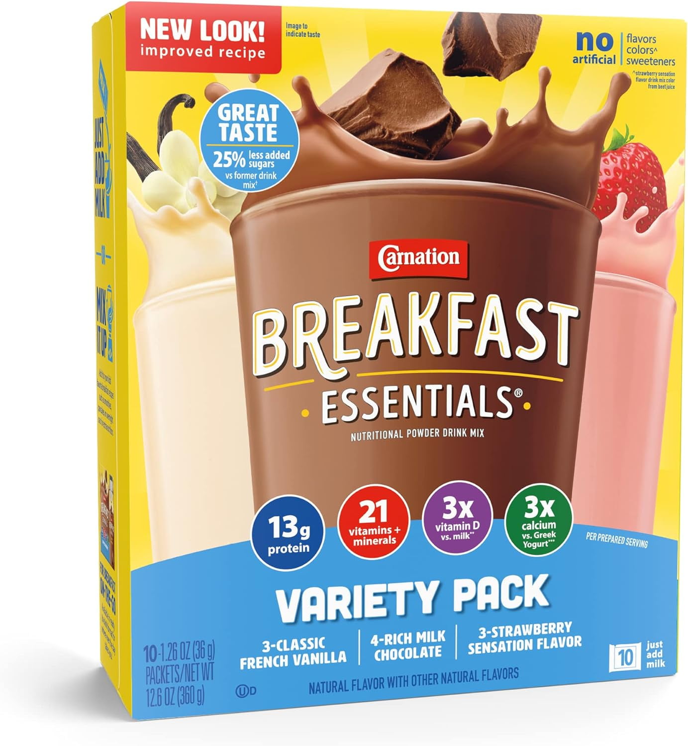 Breakfast Essentials Instant Complete Nutritional Drink, Variety Pack ...
