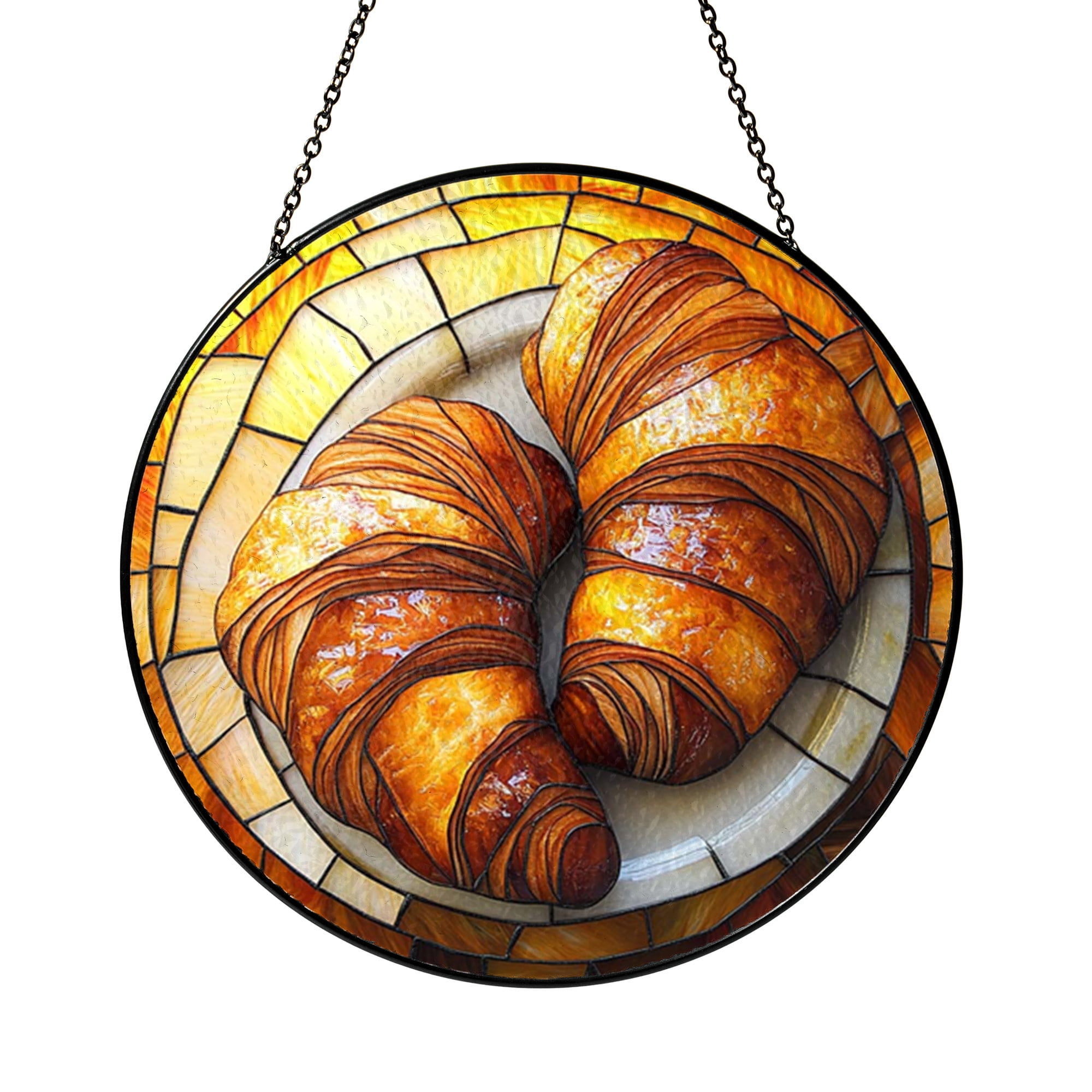 Breakfast Food Stained Glass Style Suncatcher – Round Window Hanging ...