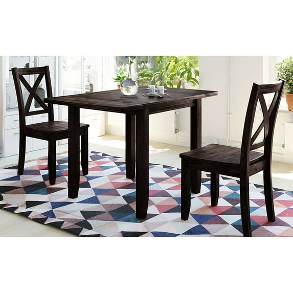 Breakfast Nook Set / 2 X-back Chairs, Extendable Table, Rubber Wood ...