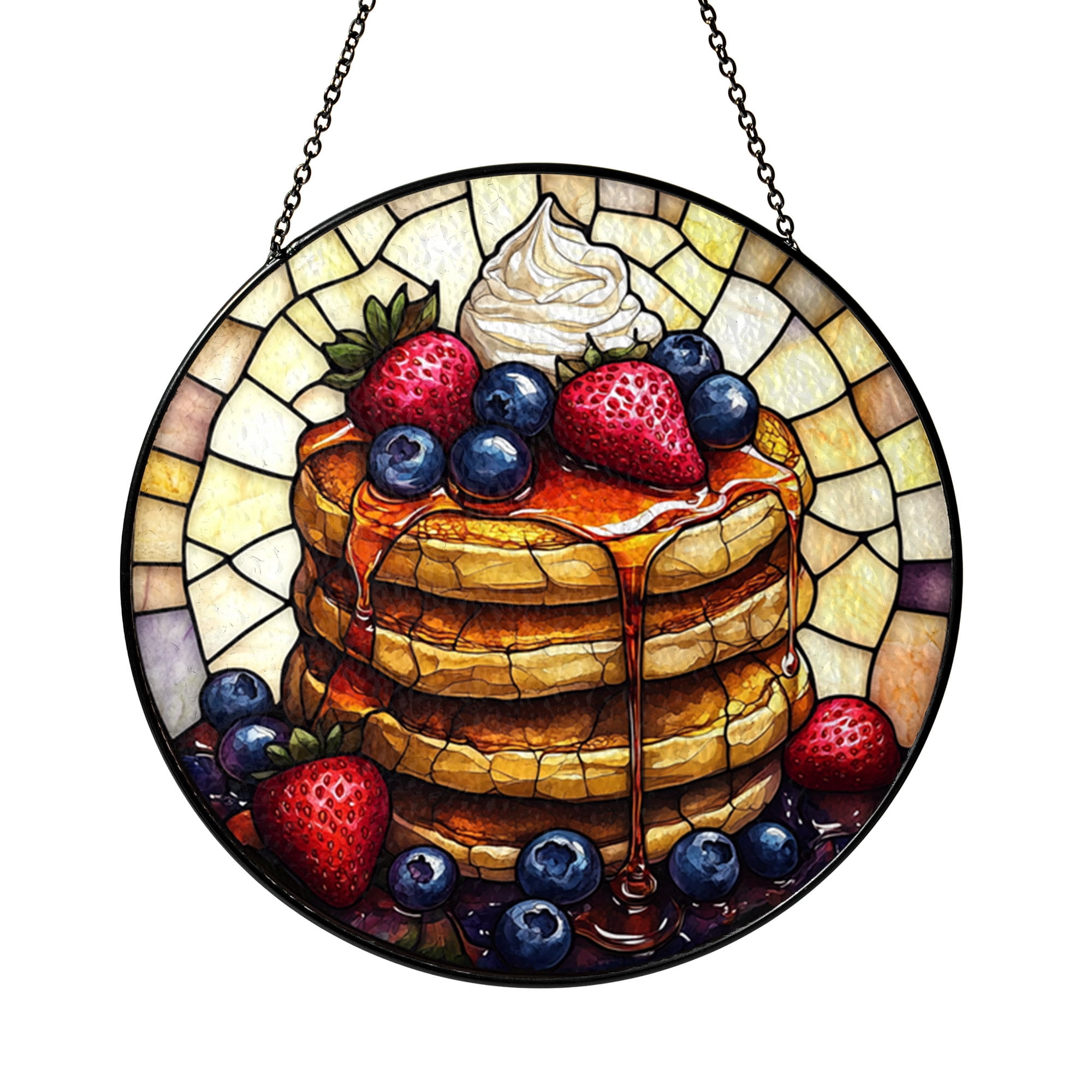 Breakfast Pancake Round Stained Glass Suncatcher – Decorative Window ...