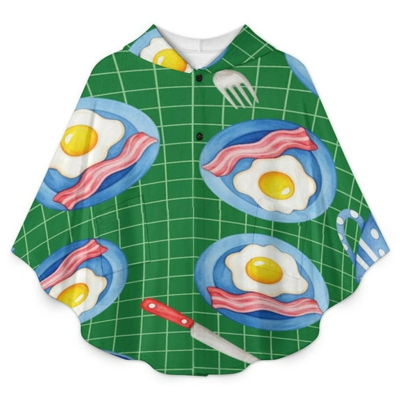 Breakfast Pattern Eggs Bacon Mugs Blanket Oversized Wearable Hooded ...