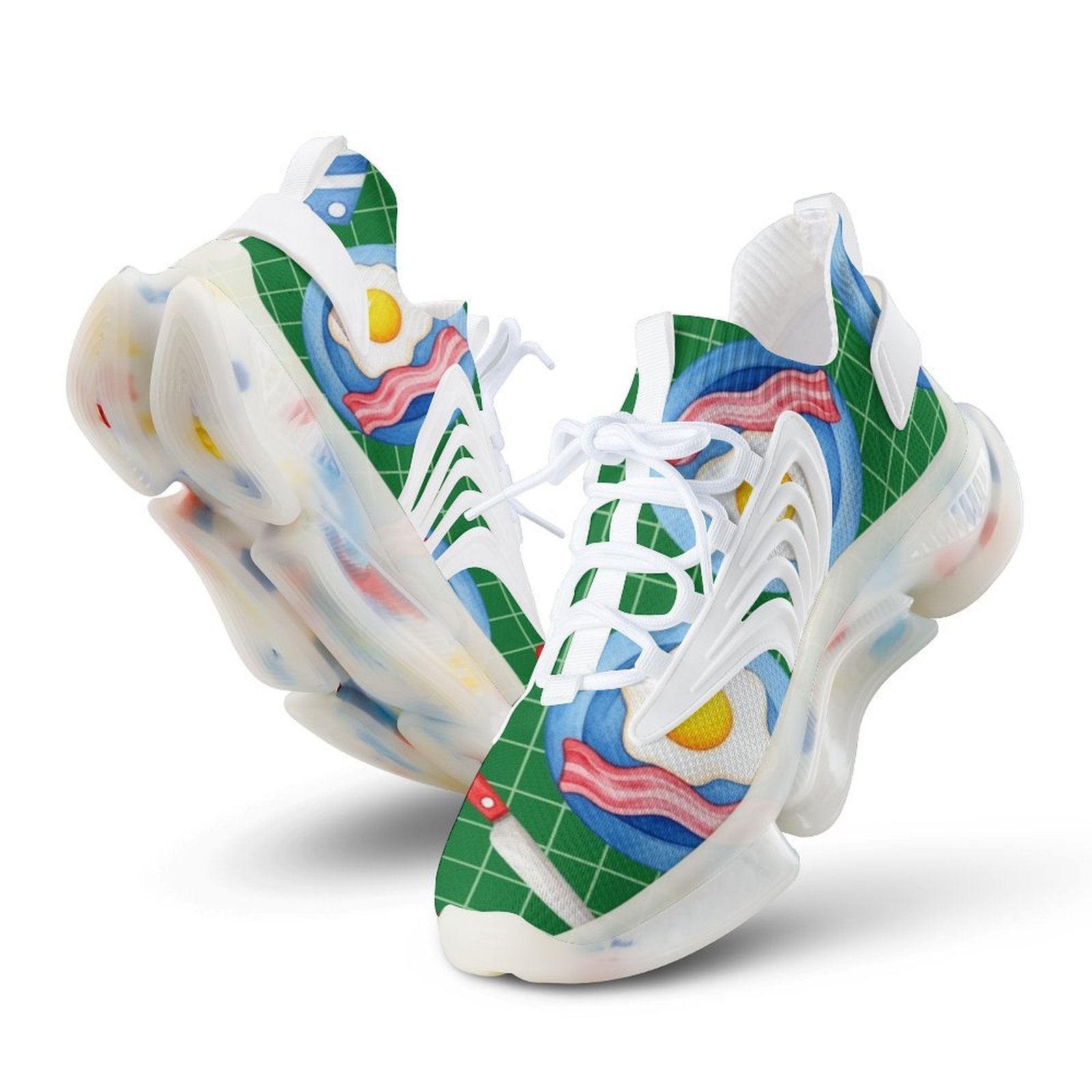 Breakfast Pattern Eggs Bacon Mugs Walking Shoes for Men Woman ...