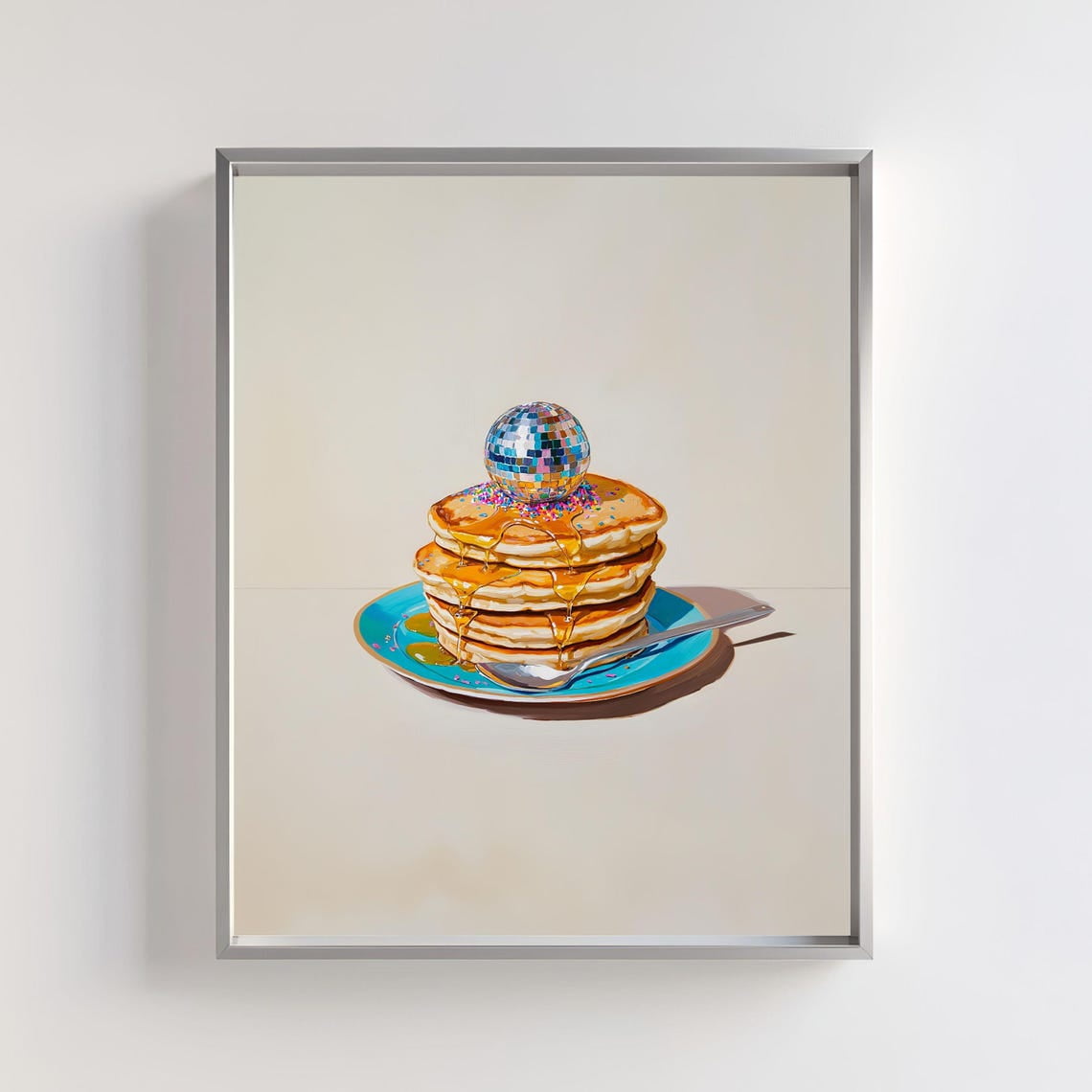 Breakfast Poster, Glam Disco Wall Art, Pancake Print, Funny Chef Poster ...