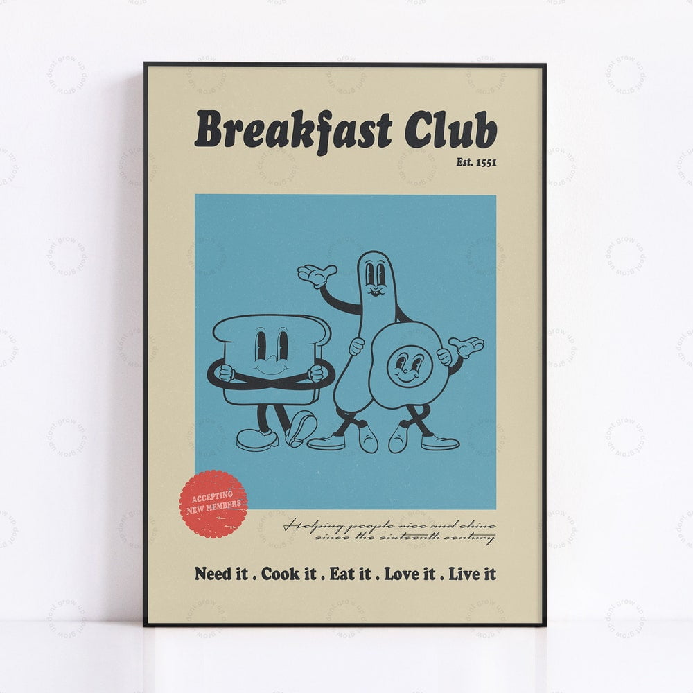 Breakfast Print, Retro Poster, Vintage Print, Food Poster, Modern ...