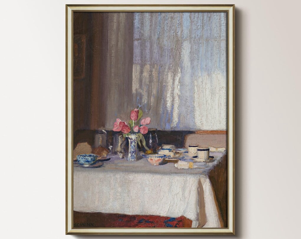 Breakfast Print Wall Art, Dining Table Painting, Vintage Kitchen Decor ...