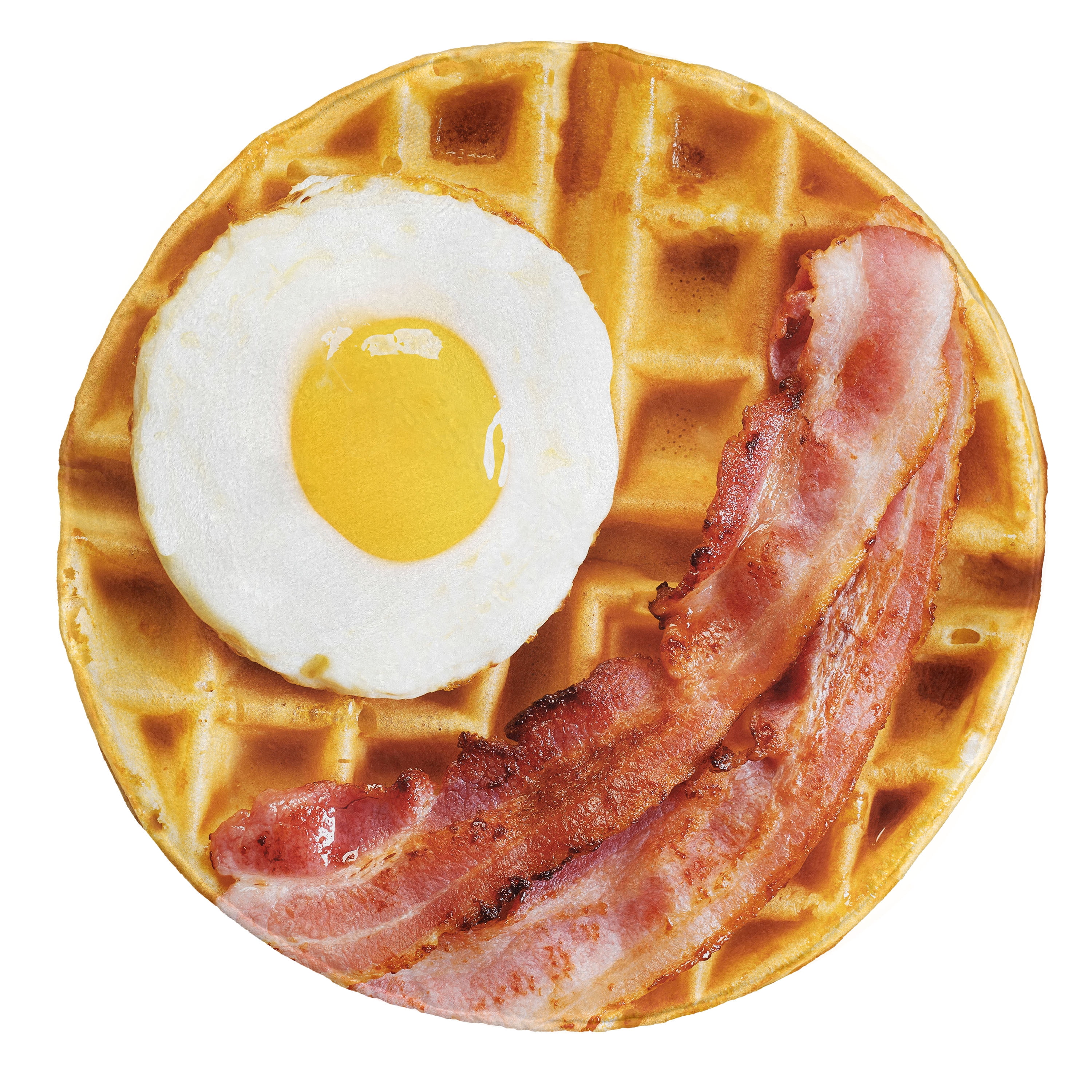 Breakfast Round Blanket, Waffle Egg and Bacon Morning Person Plate Food ...