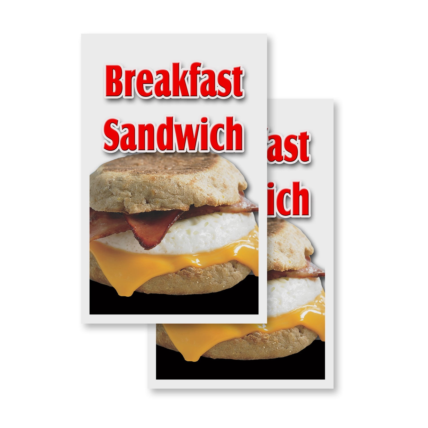 Breakfast Sandwich (2-PACK) 24" x 36" Vinyl Decals | Sign Insert Peel ...