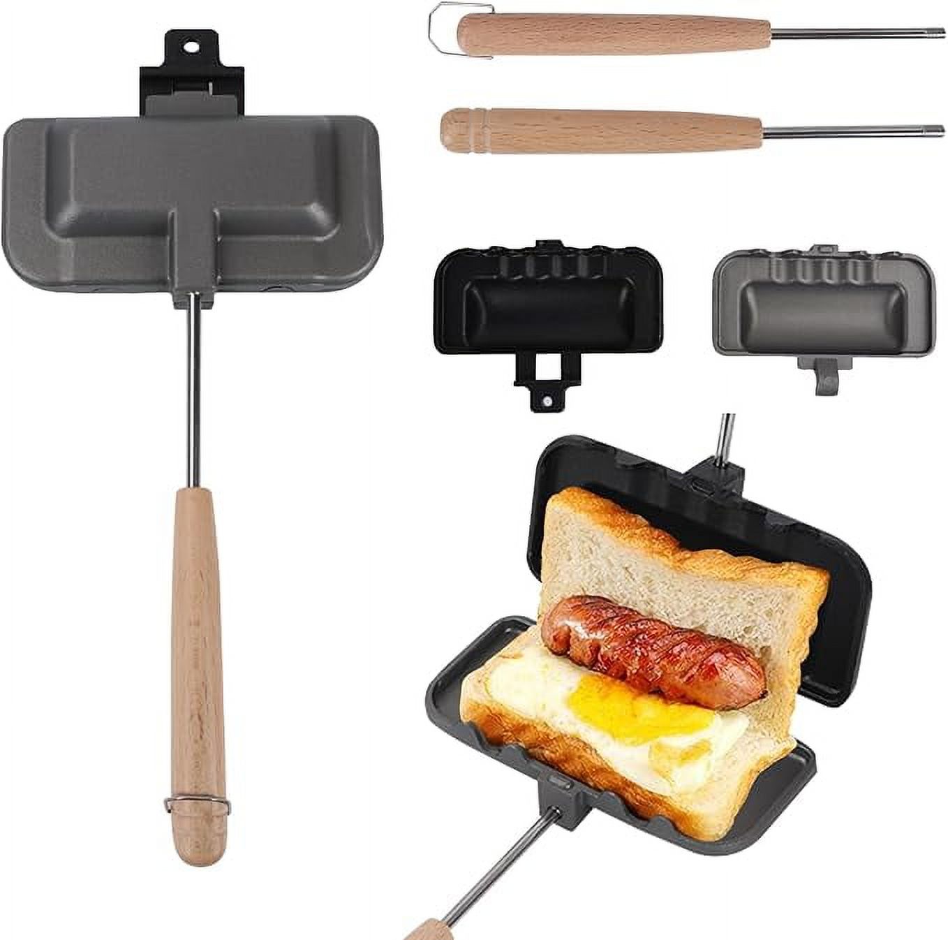 Breakfast Sandwich Maker, Double-Side Hot Dog Toaster, Nonstick ...