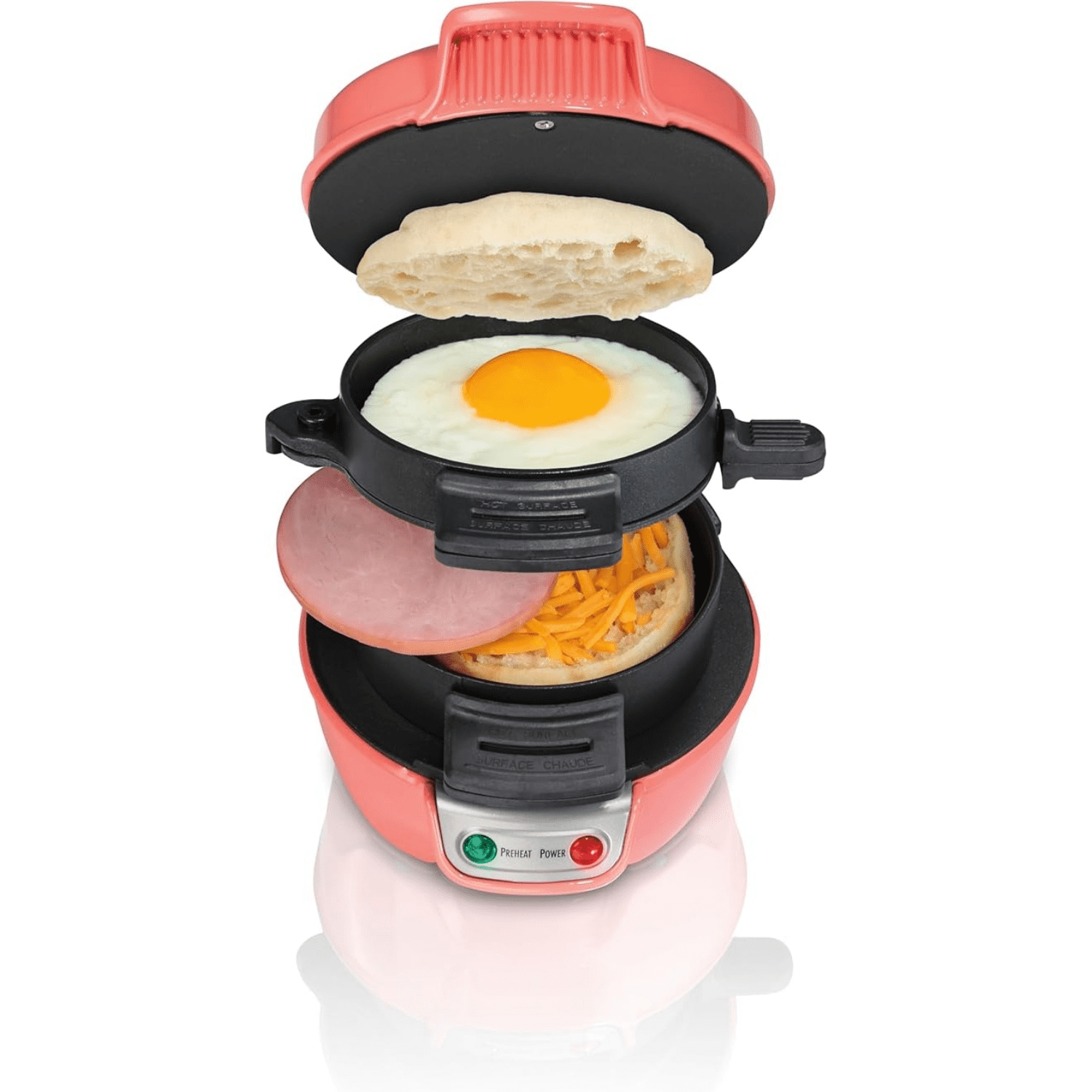 Breakfast Sandwich Maker with Egg Cooker Ring, Customize Ingredients ...