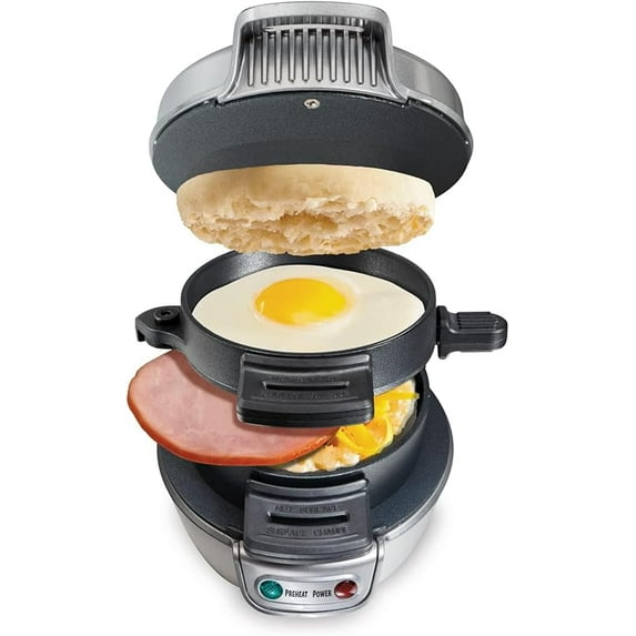 Breakfast Sandwich Maker with Egg Cooker Ring, Customize Ingredients ...