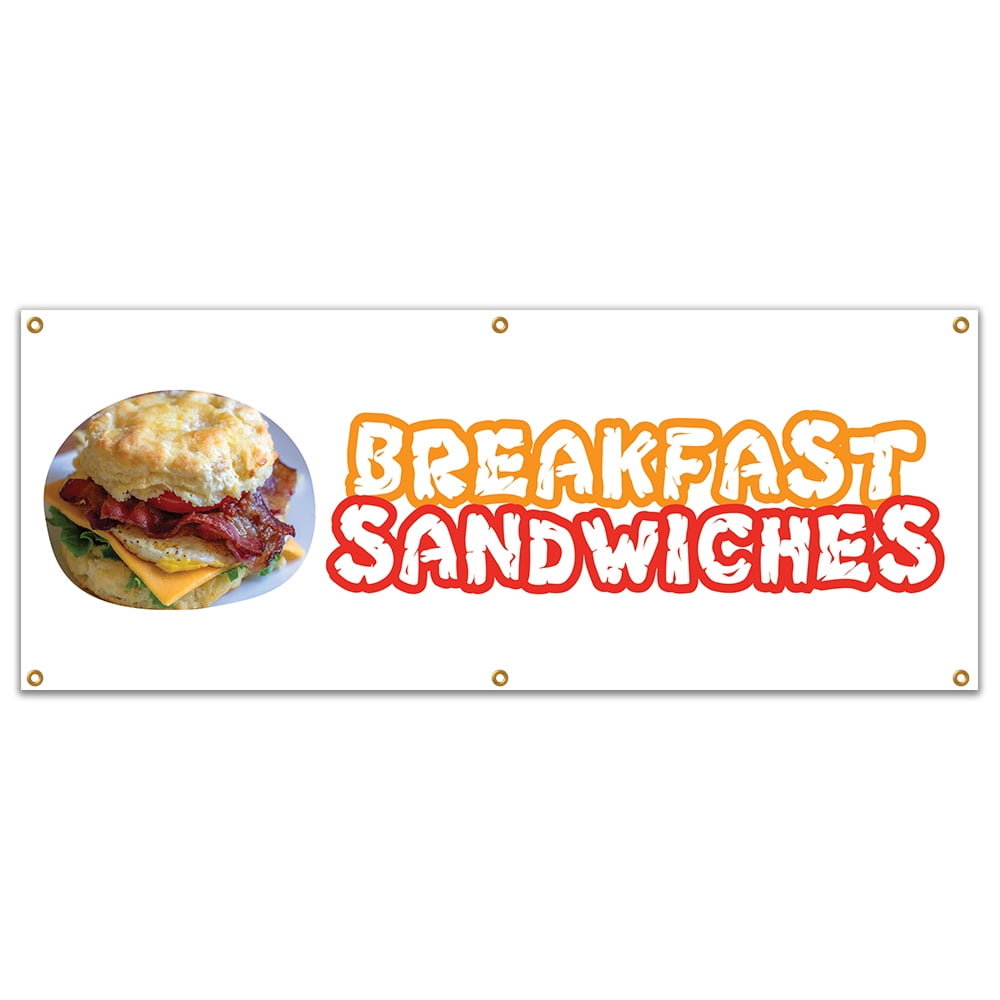 Breakfast Sandwiches Banner 24" X 72" Heavy Duty 13 Oz Vinyl Banners ...