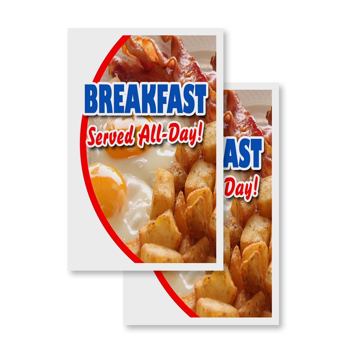 Breakfast Served All Day (2-PACK) 24" x 36" Vinyl Decals | Sign Insert ...