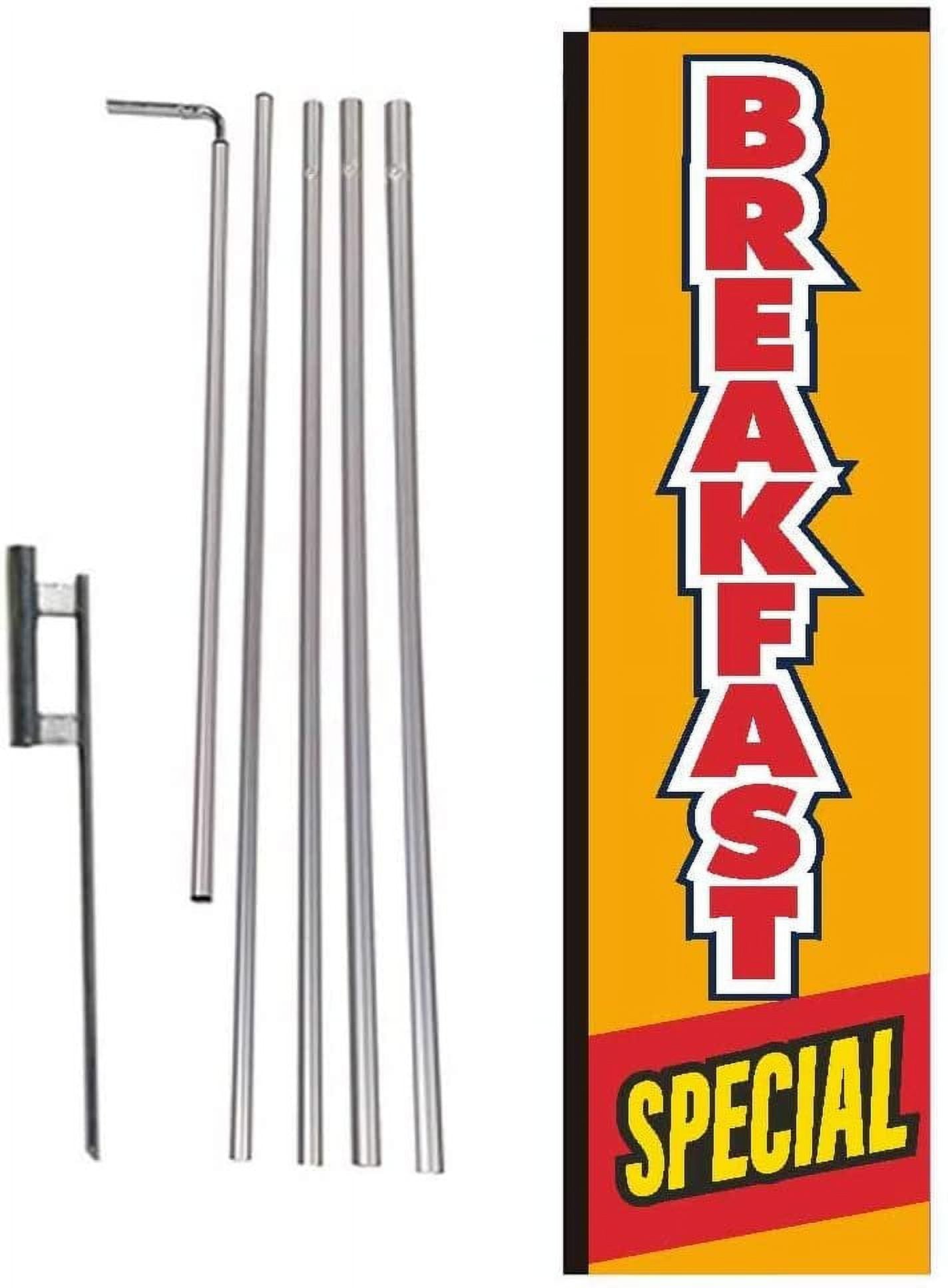 Breakfast Special Restaurant Rectangle Feather Banner Flag with Pole ...