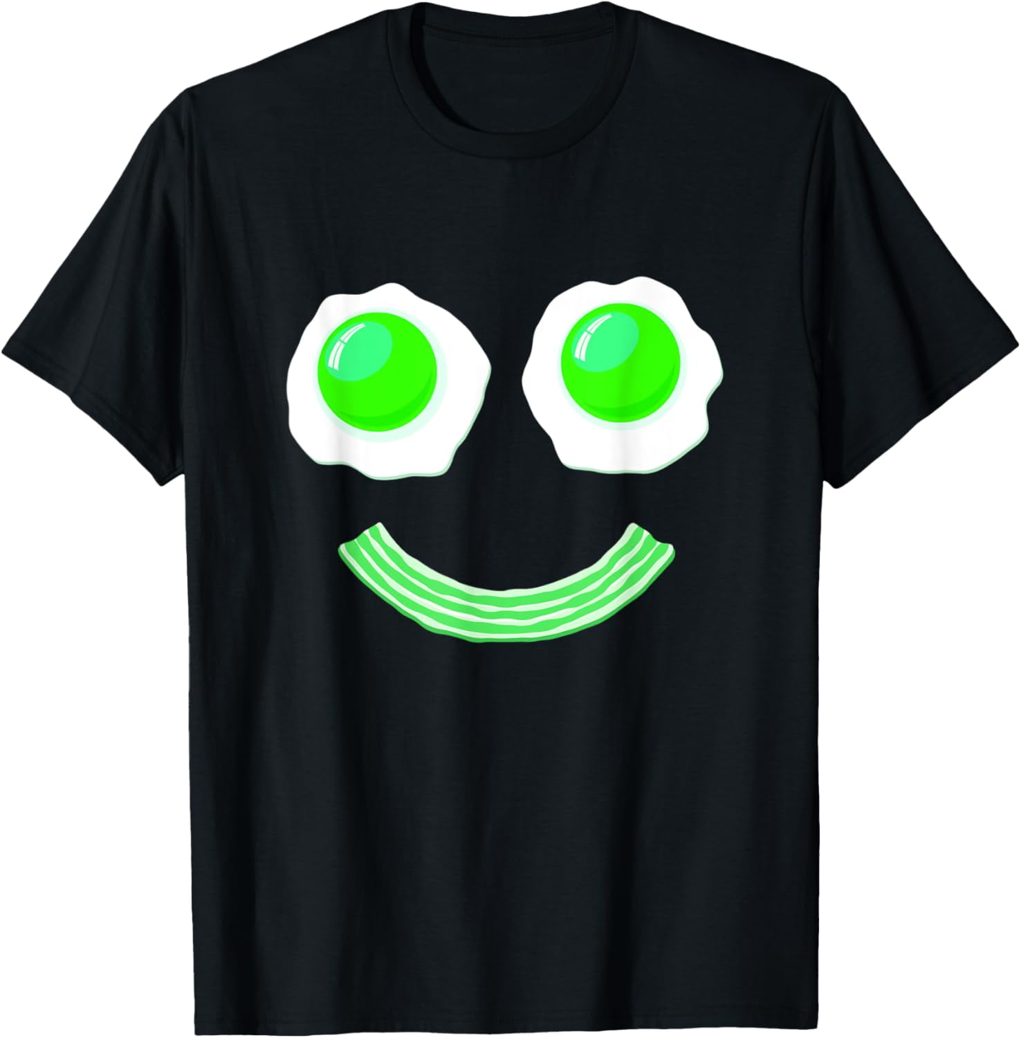 Breakfast St. Patricks Day Funny Eggs Smile Green Face Ham T-Shirt ...