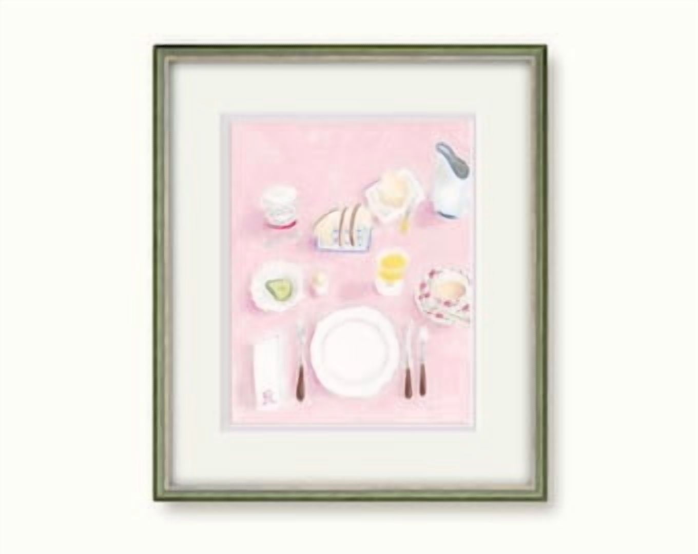 Breakfast Table Oil Pastel Still Life Illustration Poster Tablescape ...