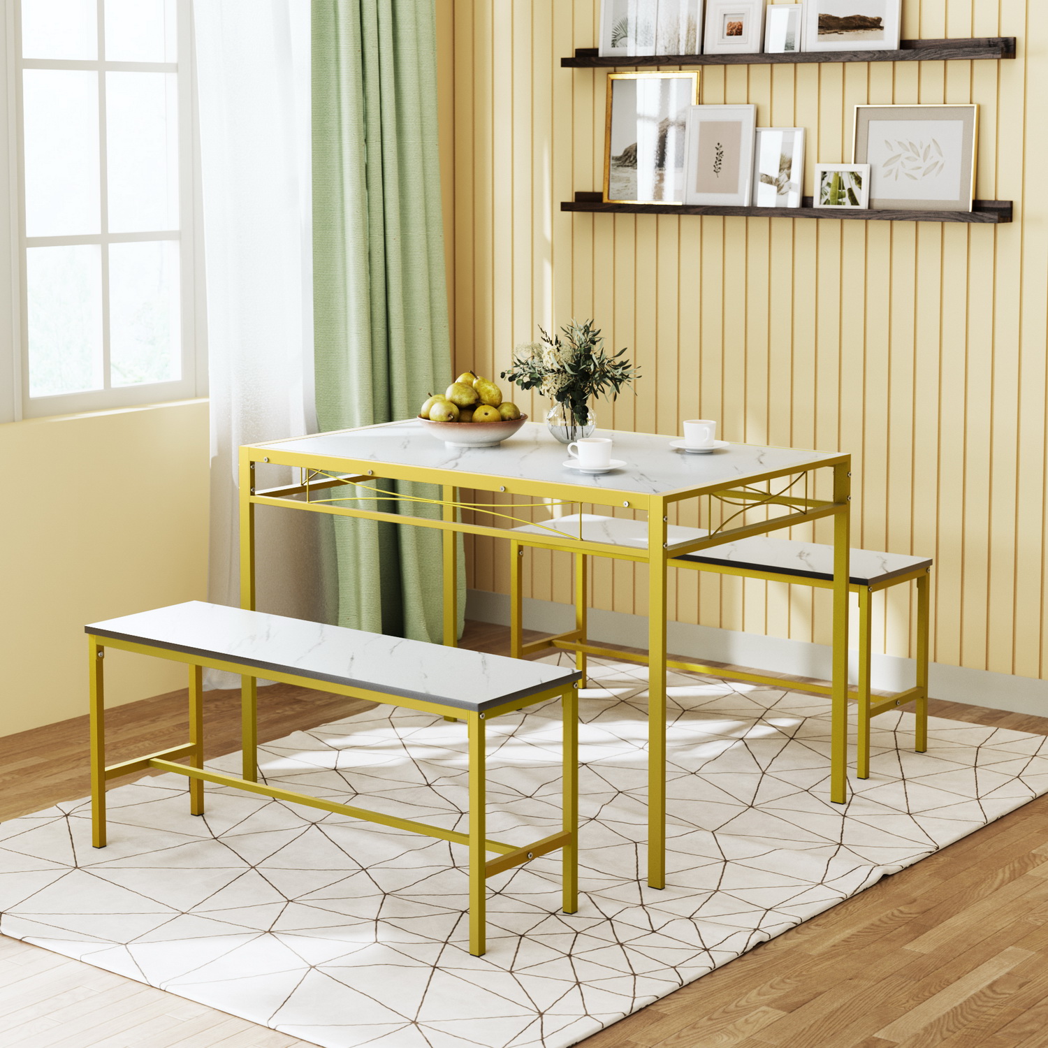 Breakfast Table Set for 4,Small Dining Room Table Set for 4 Rectangular ...