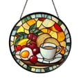 Breakfast Table Stained Glass Suncatcher Window Hanging Decor, Round ...